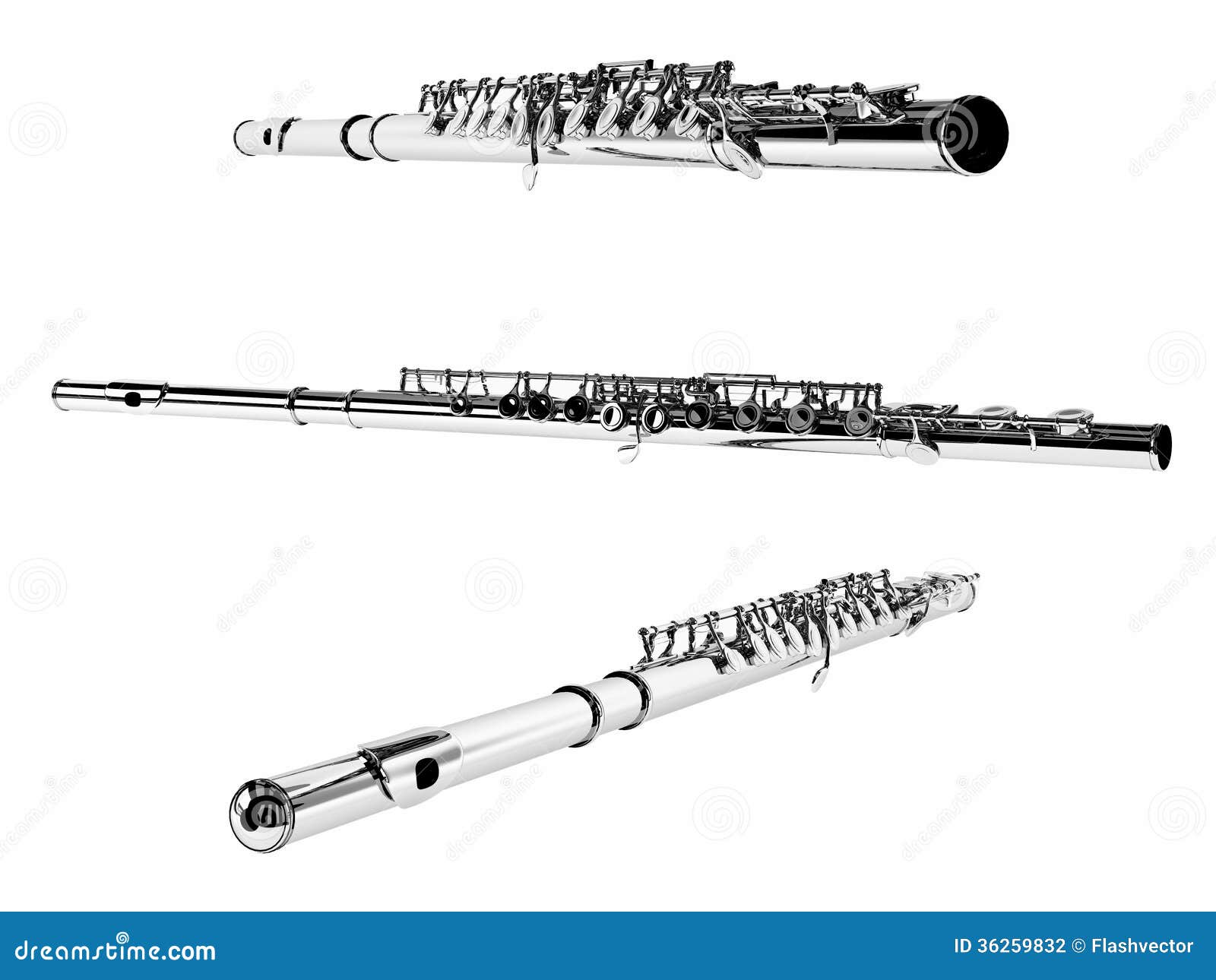 Flute Isolated. Multiple Angles of View Stock Illustration ...