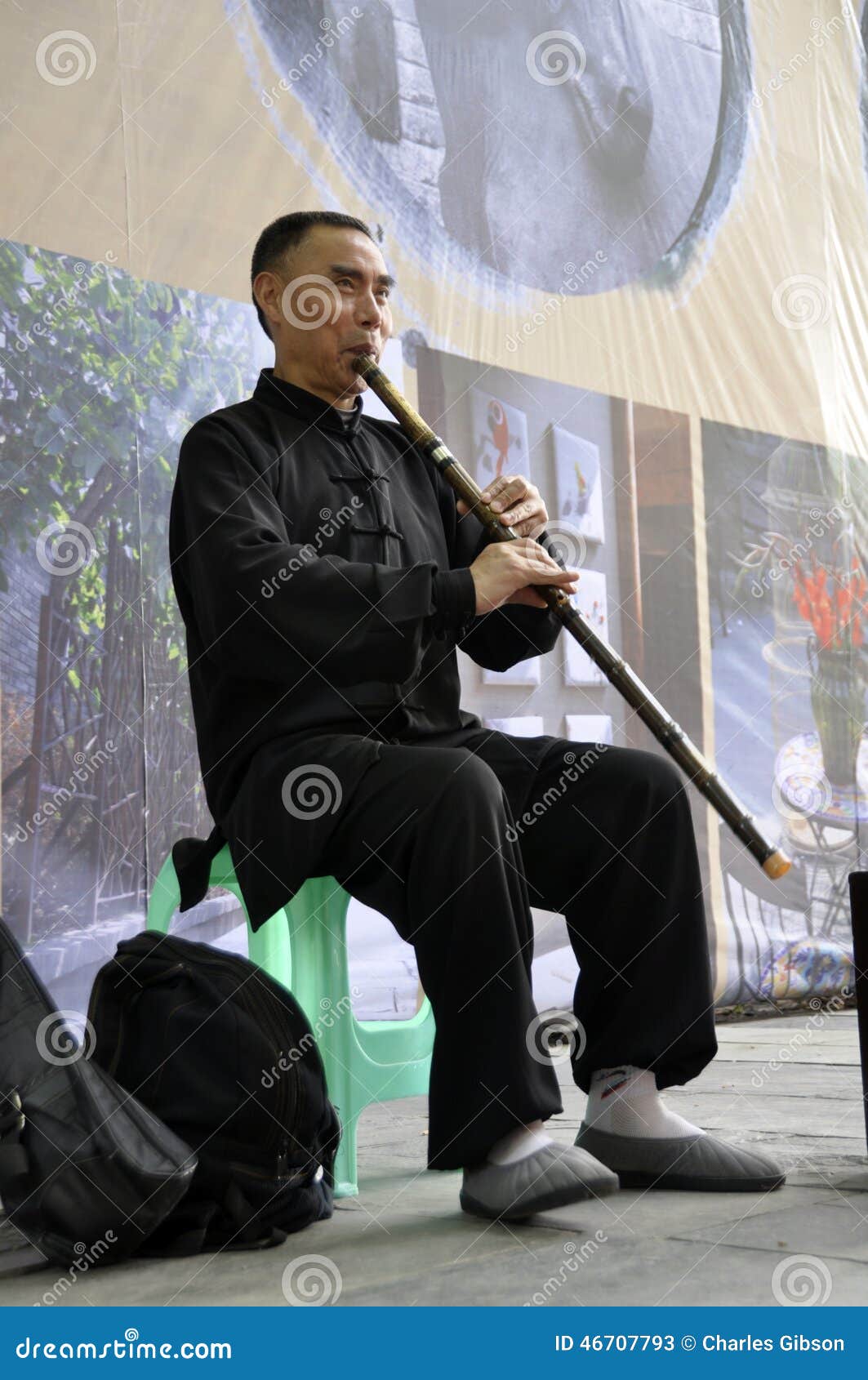 Flute man editorial stock photo. Image of china, flute - 46707793