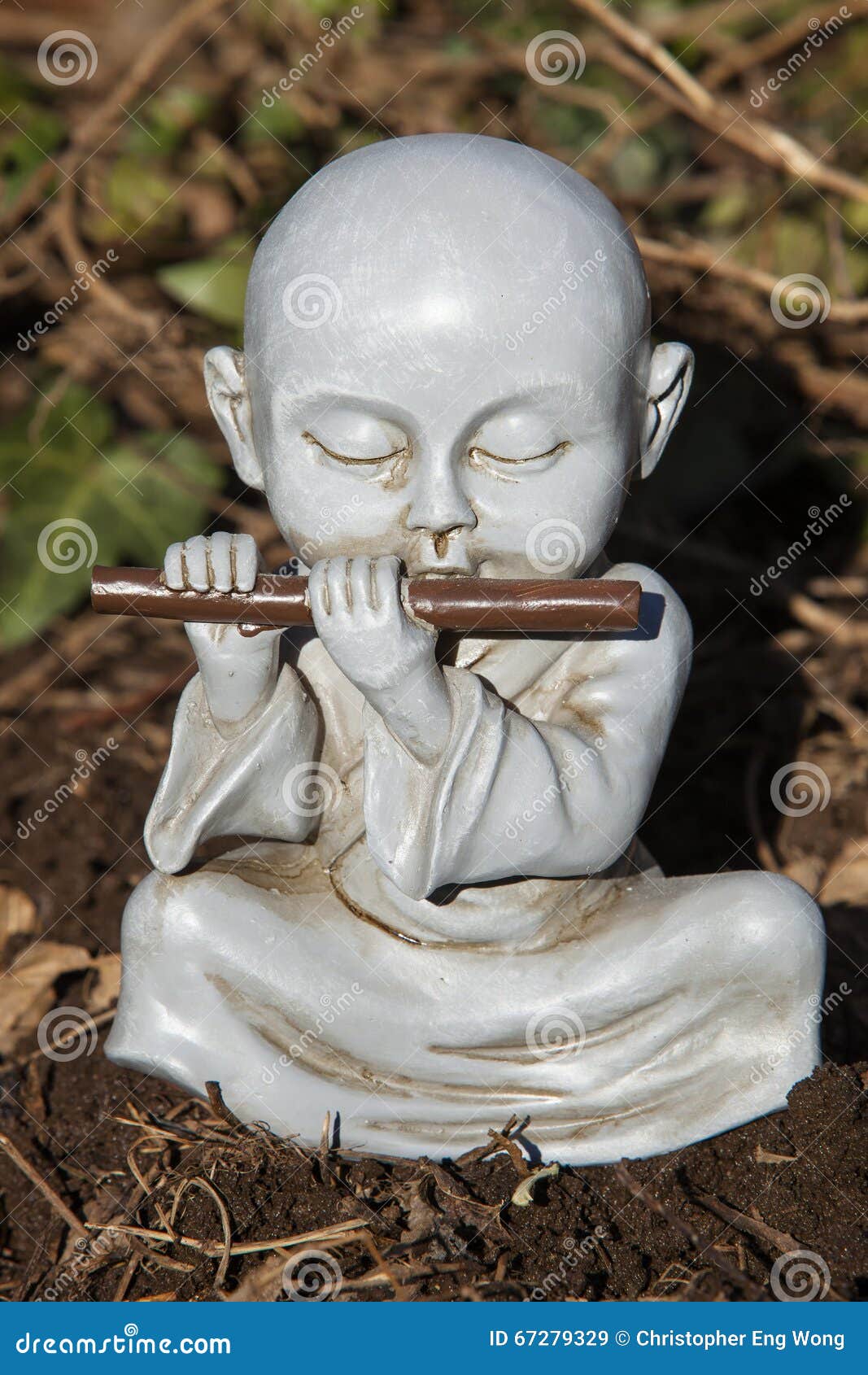 Flute Monk stock image. Image of yard, monk, statue, decor - 67279329