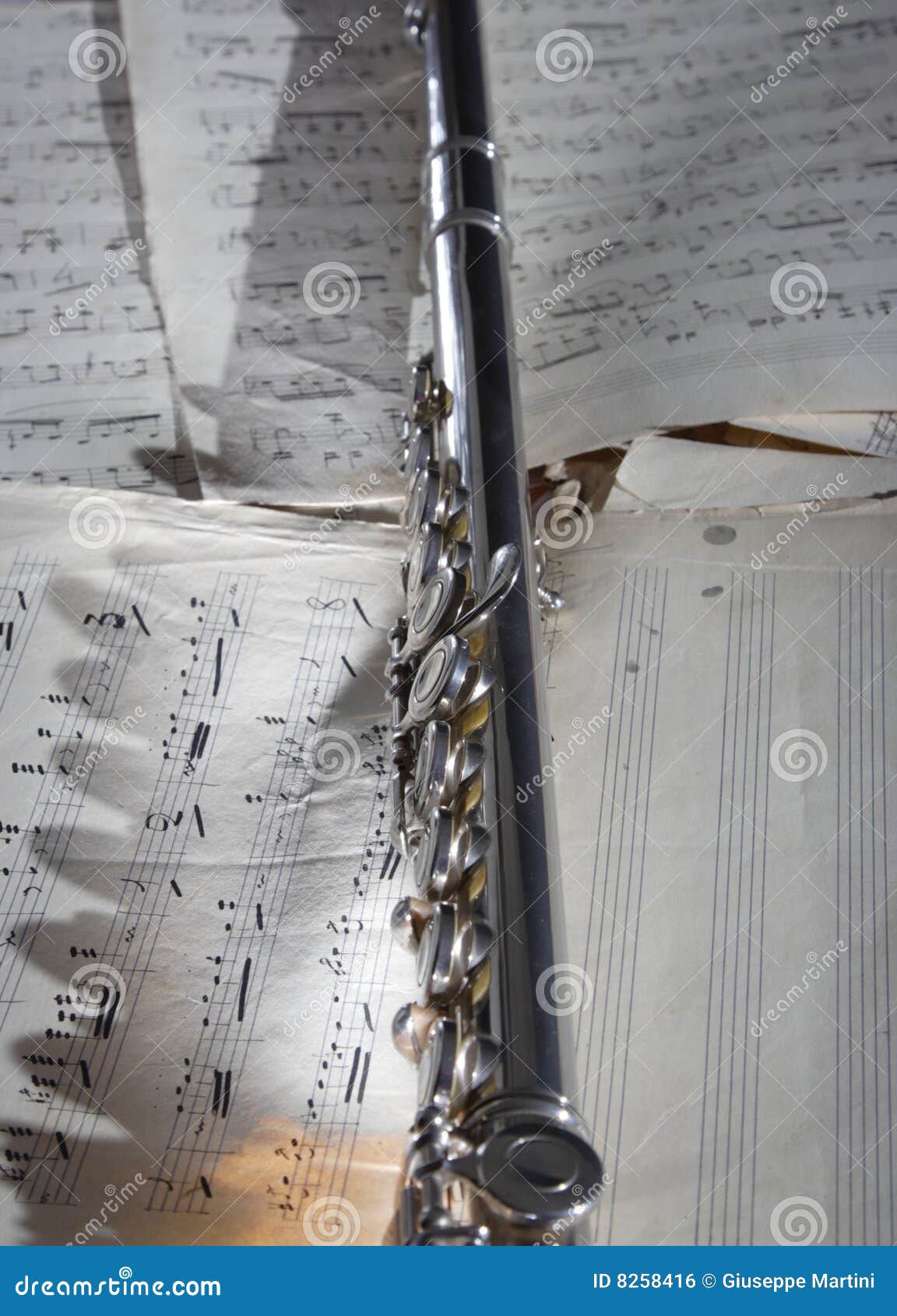 Flute and old Sheet music stock photo. Image of beethoven - 8258416