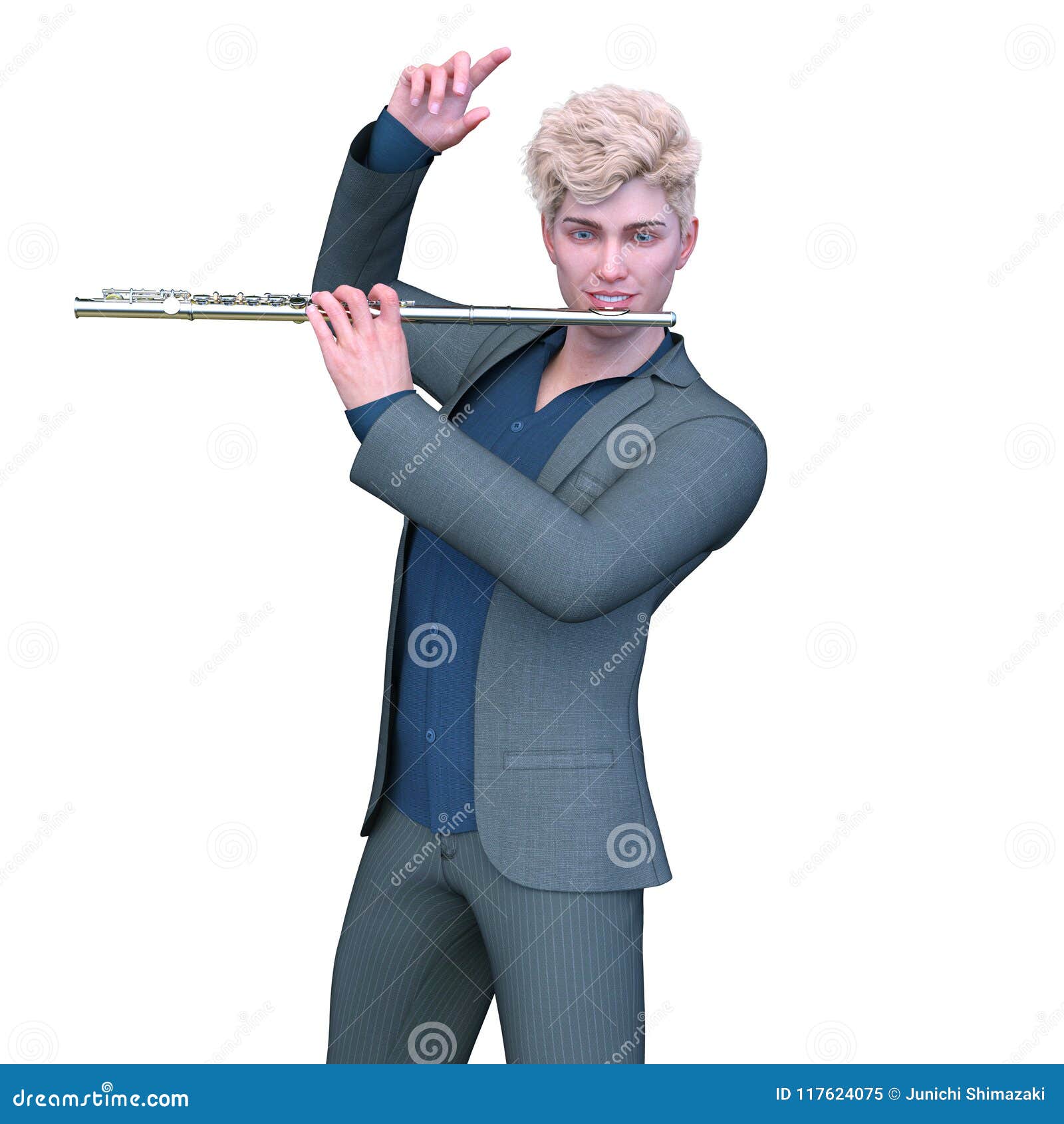 Flute player stock image. Image of young, pose, model - 117624075