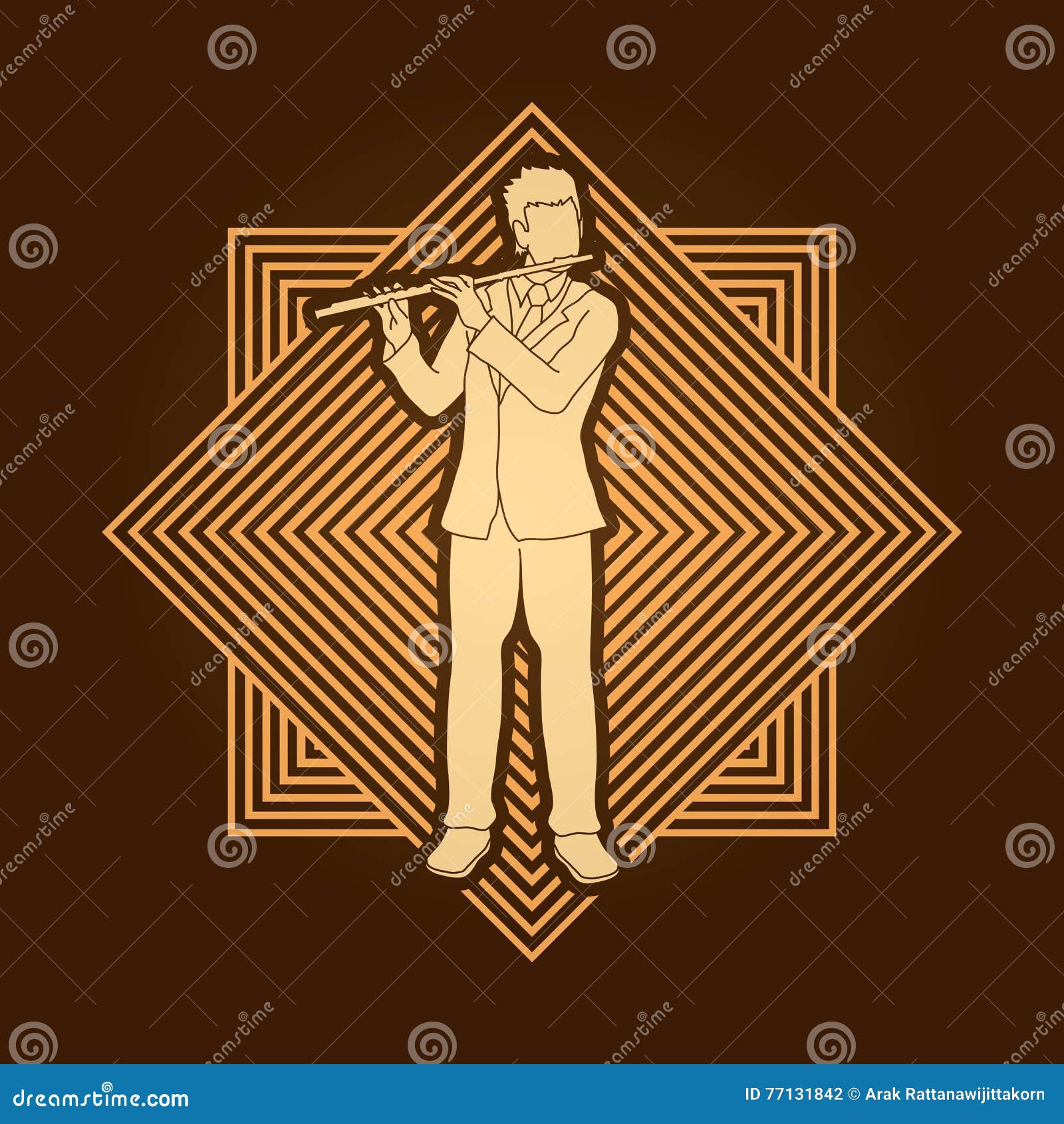Flute player stock vector. Illustration of luxury, flute - 77131842