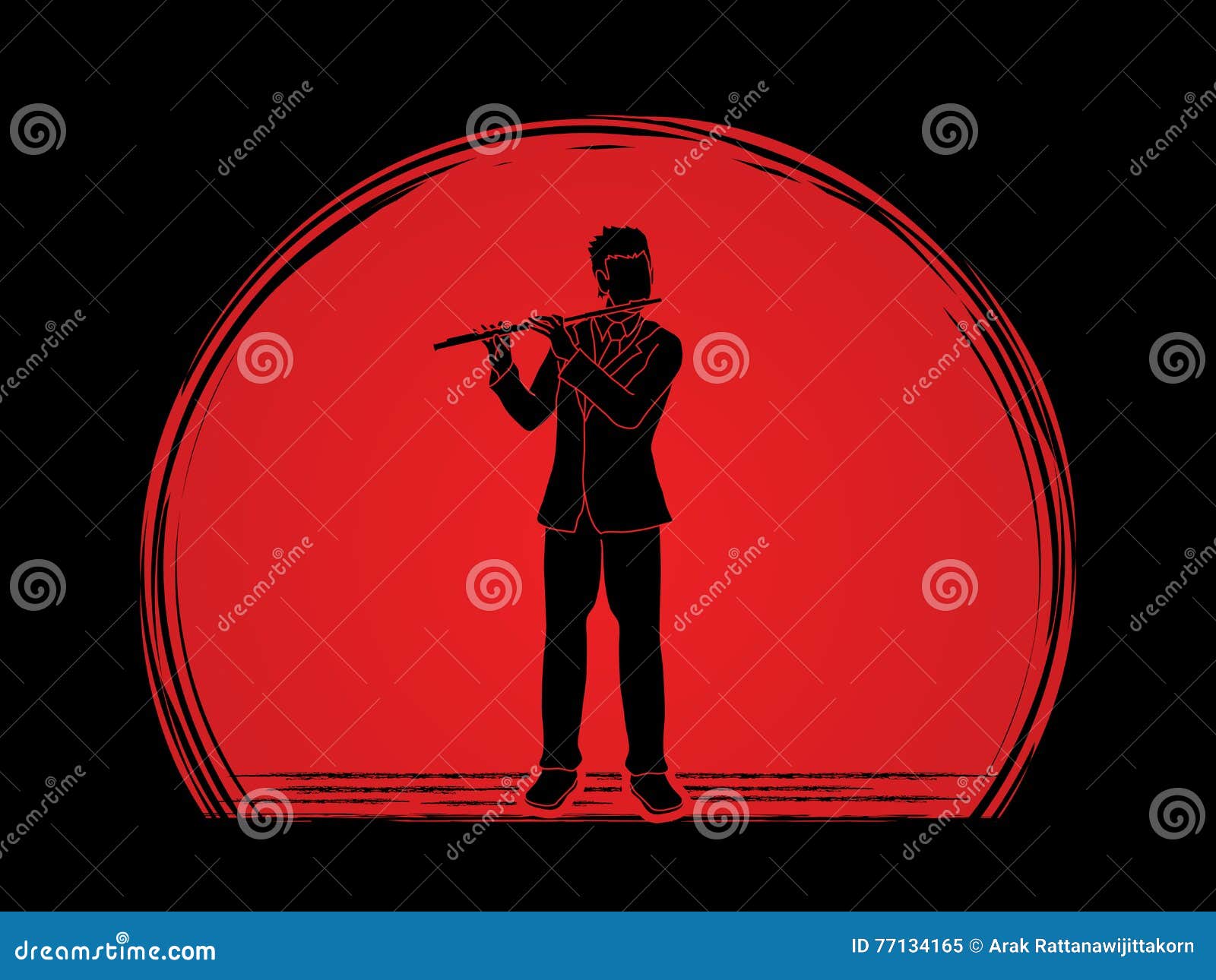 Flute player stock vector. Illustration of people, harmony - 77134165