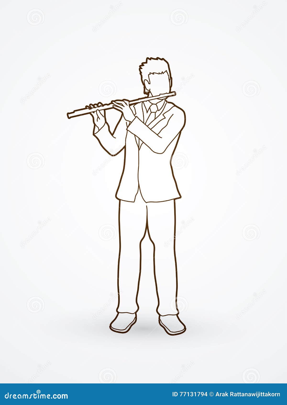 Flute player stock vector. Illustration of male, people - 77131794