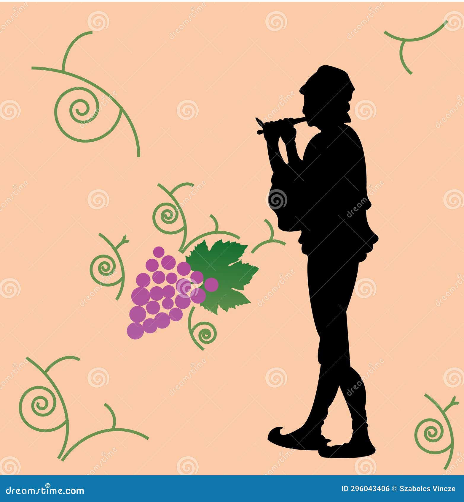 Flute-playing man stock illustration. Illustration of flute - 296043406
