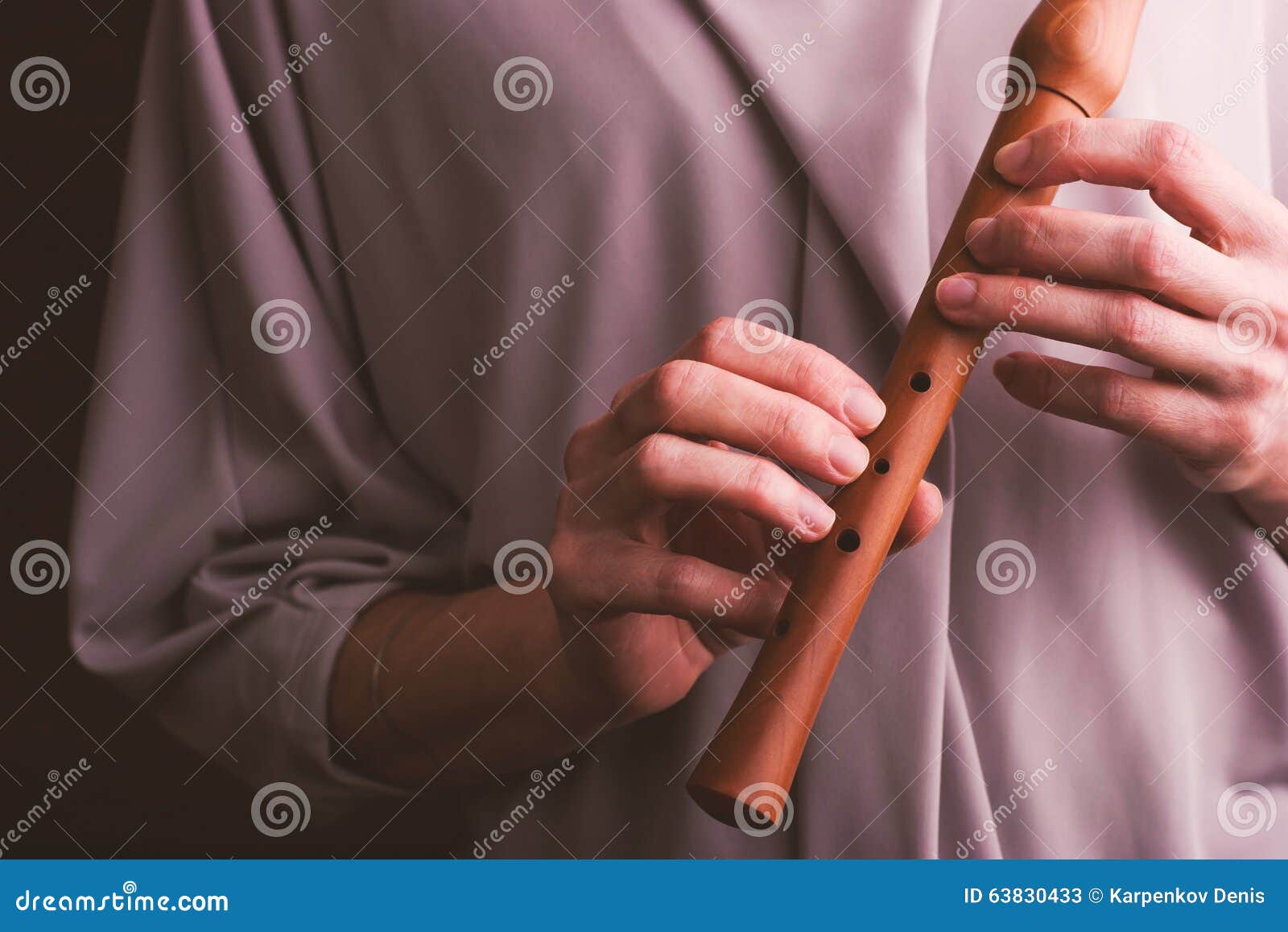 Flute in the Woman Hands Horizontal Stock Image - Image of woman ...