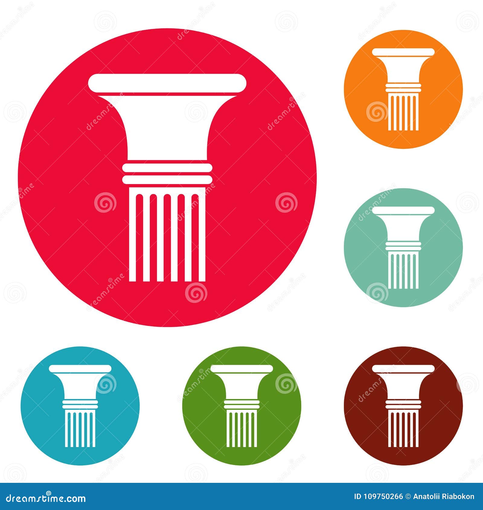 Fluted Column With Capital On Red Background Representing Classical ...