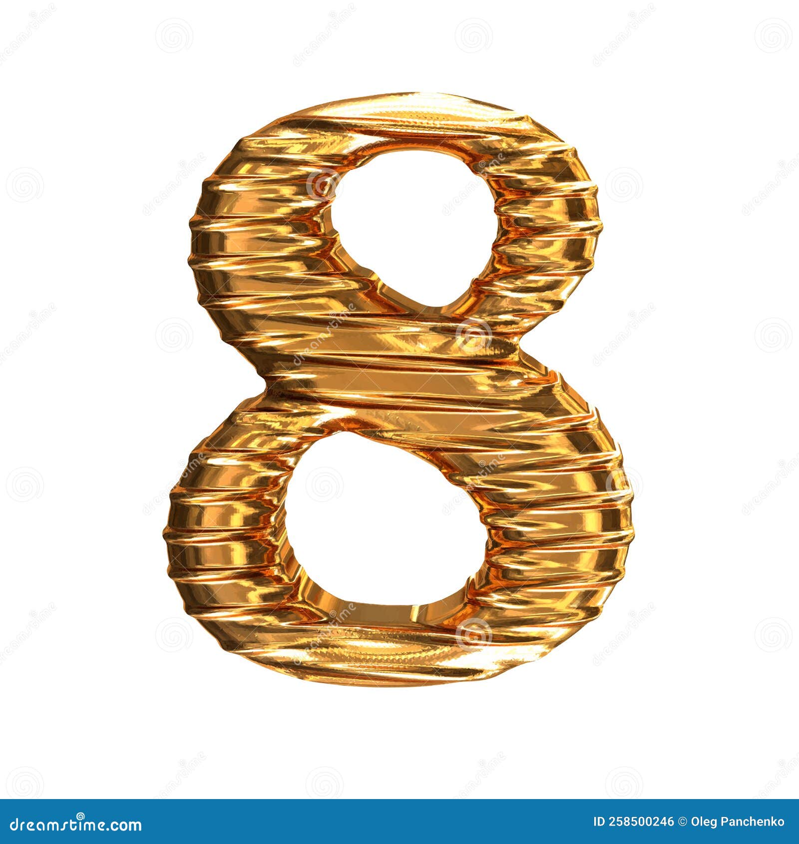 Fluted Gold Horizontally 3d Number 8 Stock Vector - Illustration of ...