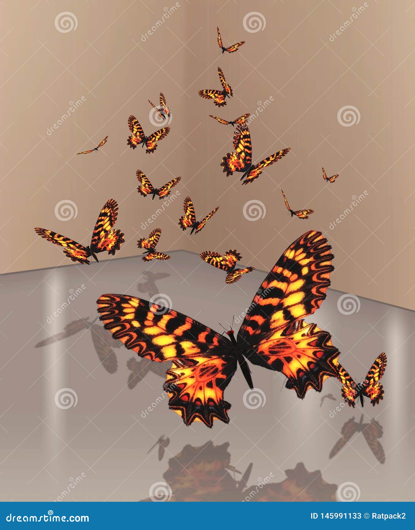 A Flutter Of Orange Butterflies Royalty-Free Stock Photo ...