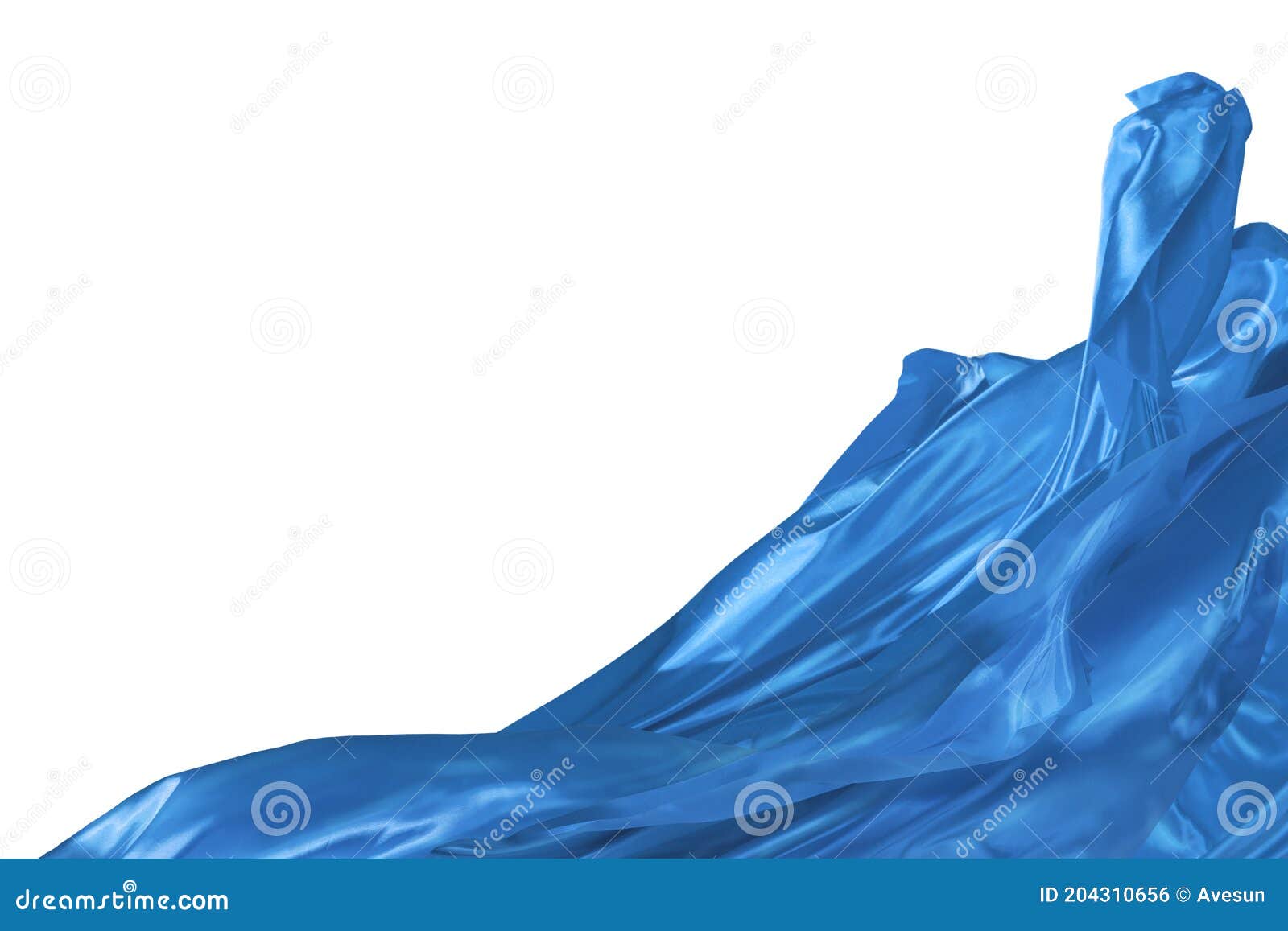 Fluttering Blue Silk Textile Isolated Over White Background Stock Photo ...