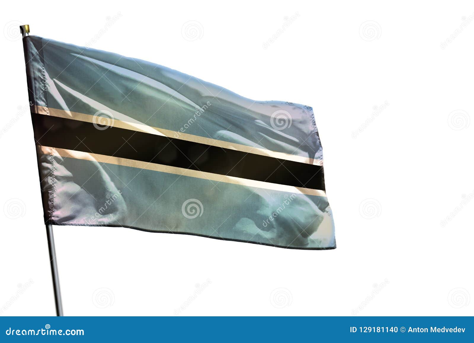 Fluttering Botswana Flag on Clear White Background Isolated. Stock ... Fluttering Botswana Flag on Clear White Background Isolated. Stock ...