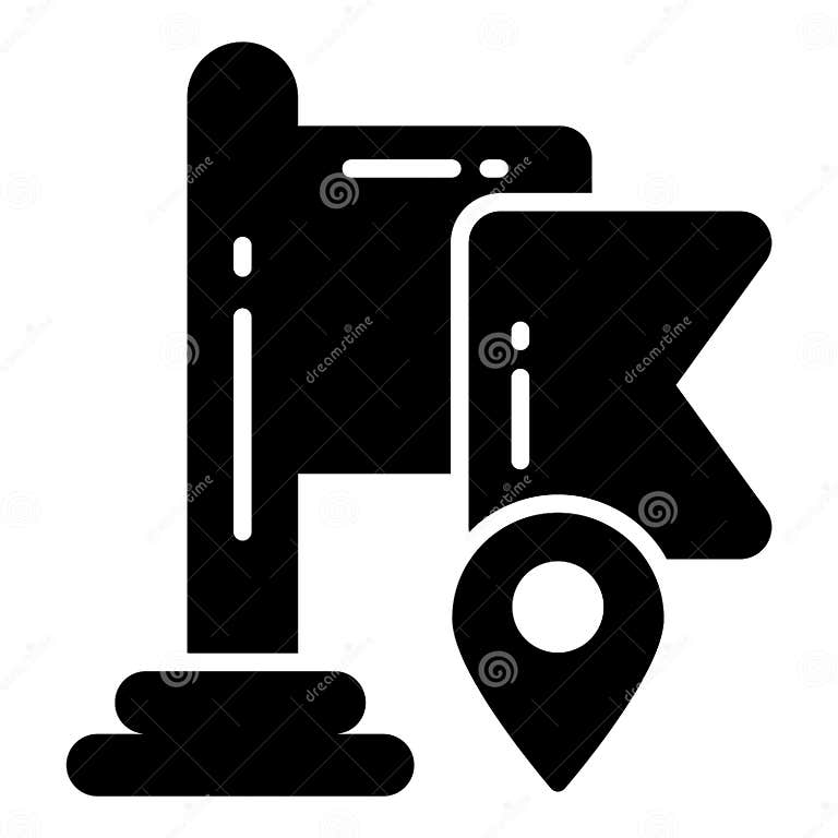 Fluttering Flag Glyph Icon, Map and Location Icon Stock Vector ...