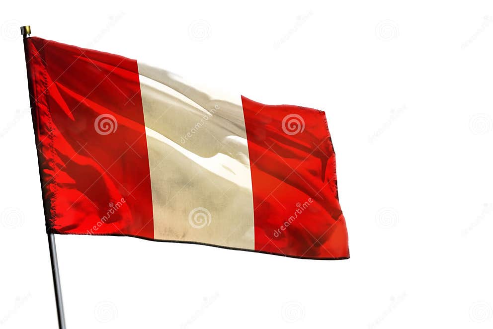 Fluttering Peru Flag on Clear White Background Isolated Stock Photo ...