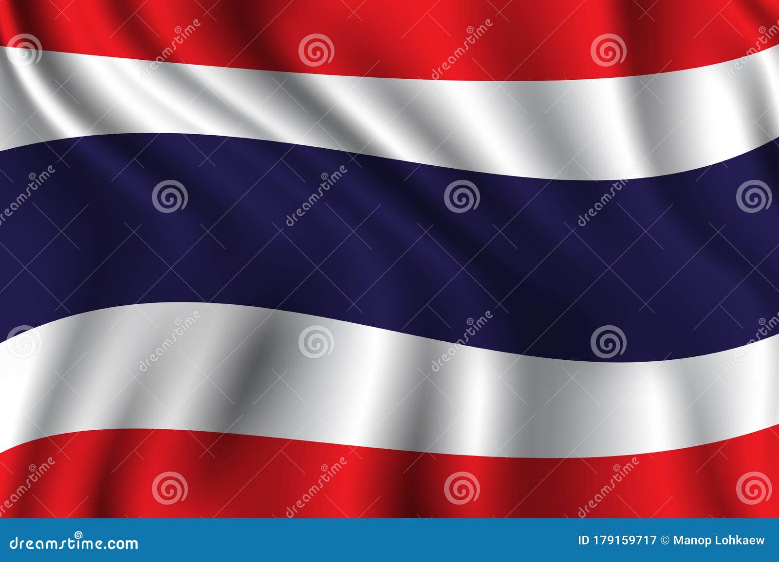 Fluttering Waving National Thai Flag Texture Abstract Background Stock