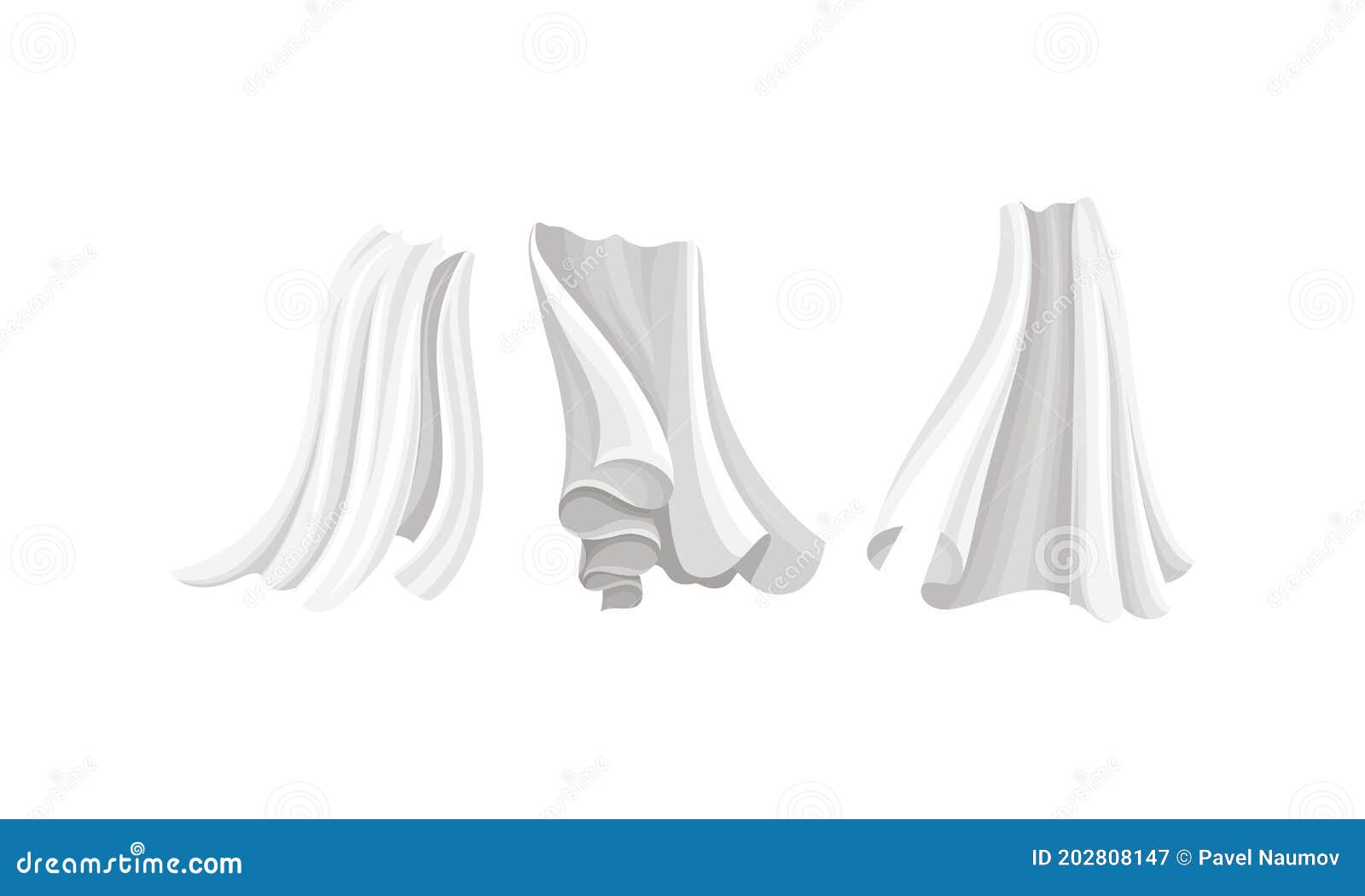 Fluttering White Cloth or Fabric Isolated on White Background Vector ...