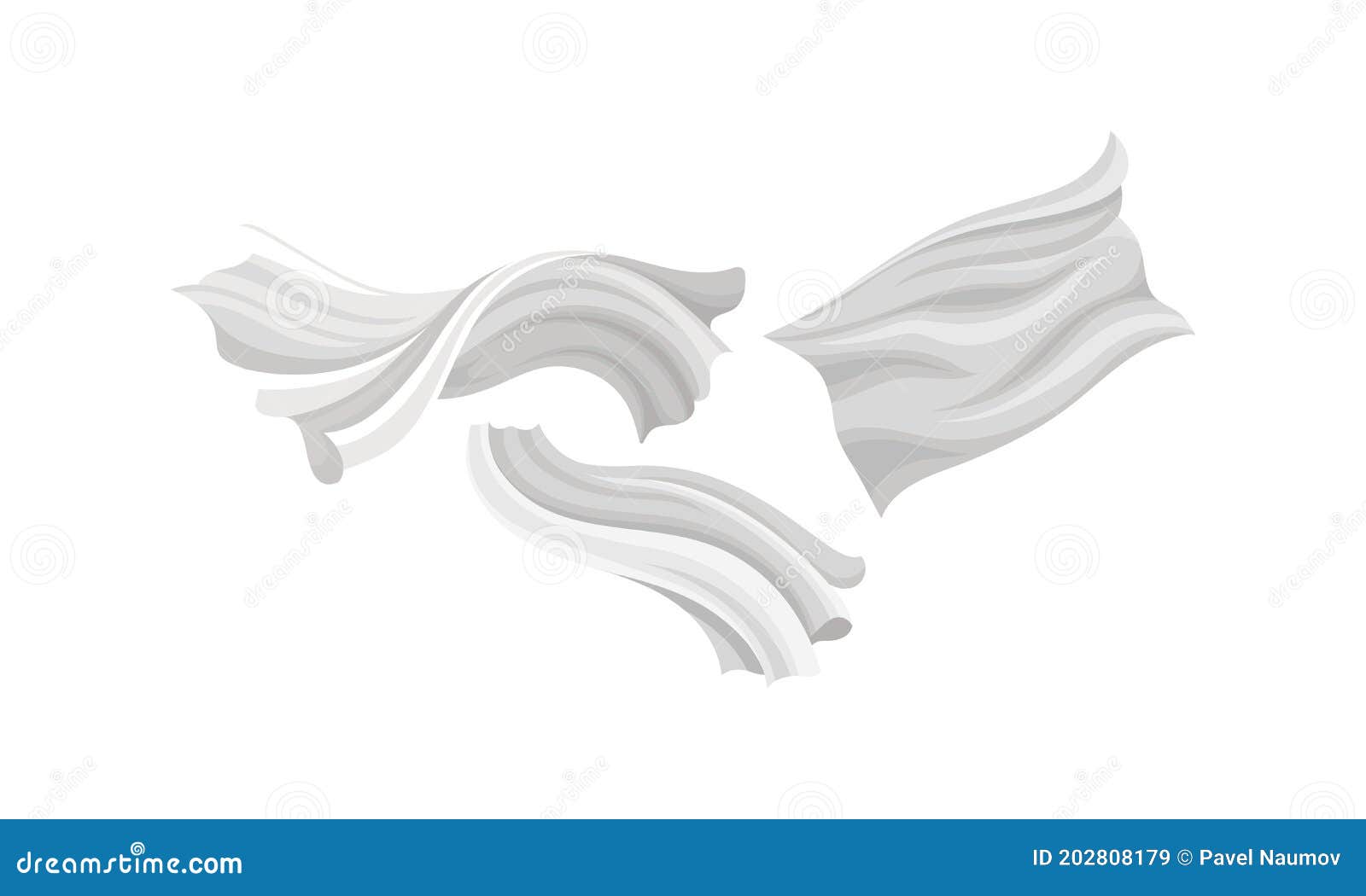 Fluttering White Cloth or Fabric Isolated on White Background Vector ...