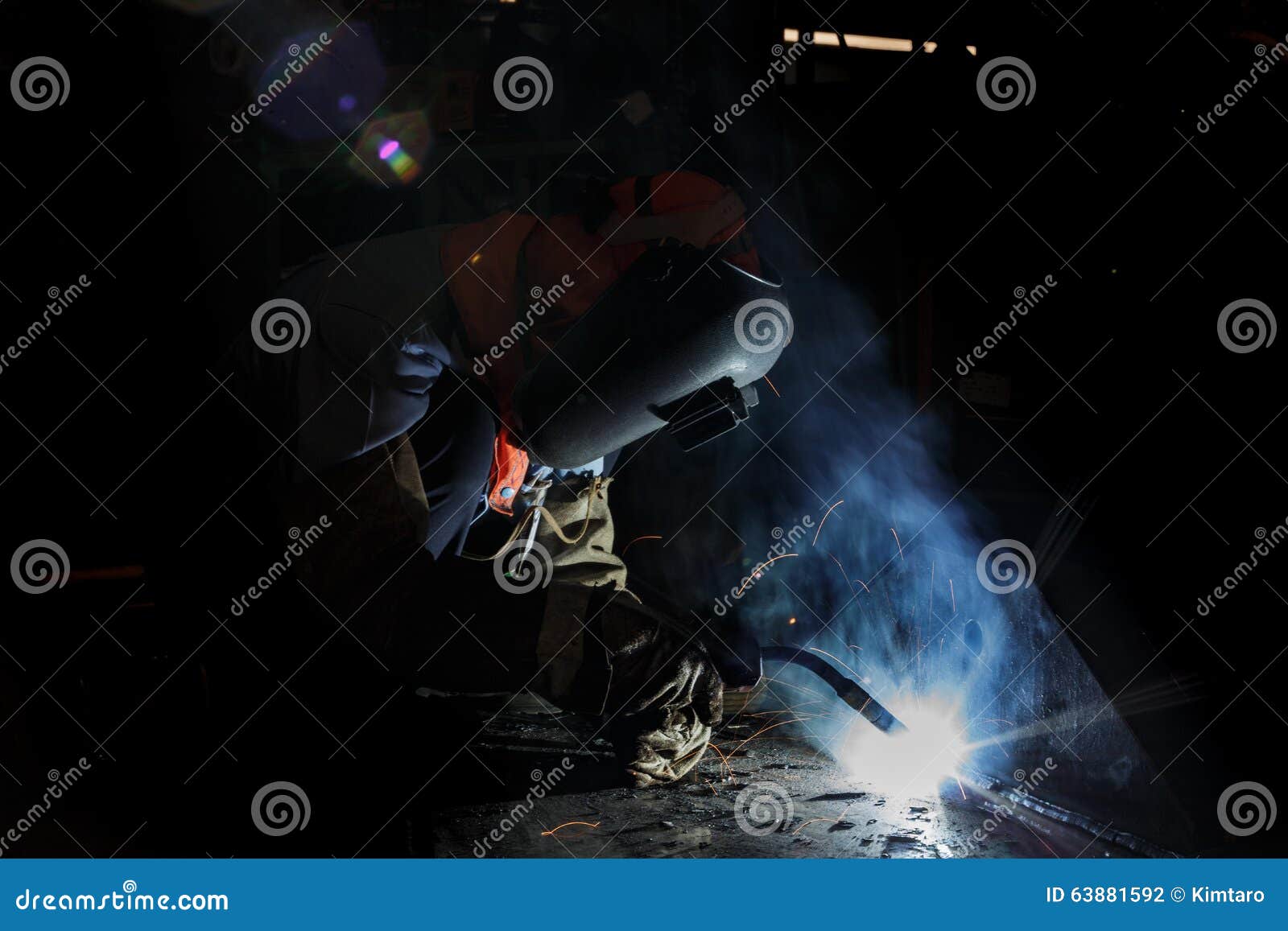 Flux Cored Wire Arc Welding Process Stock Photo - Image of production ...