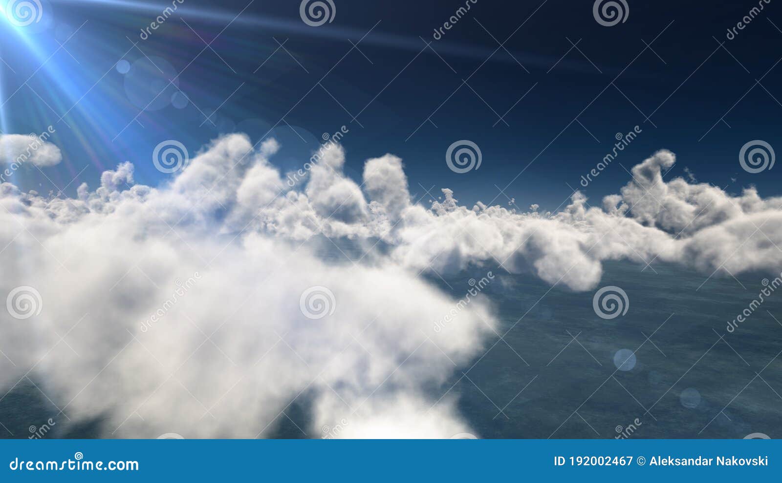 Fly Above Big Clouds, 3d Illustration Render Stock Illustration ...