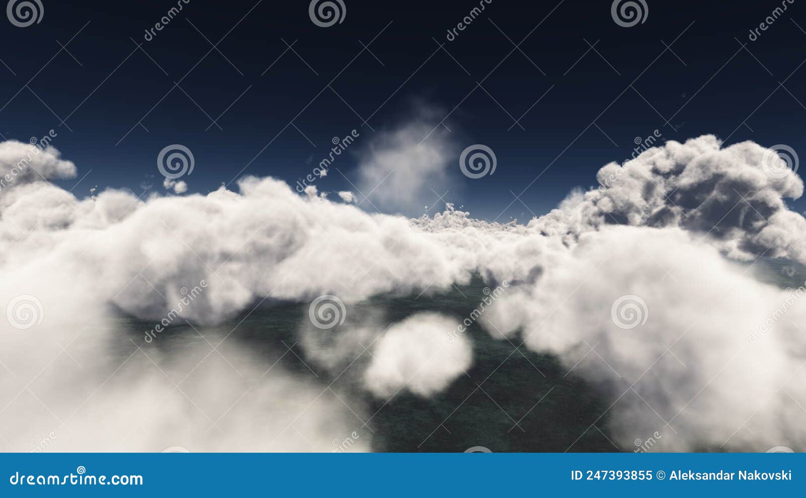 Fly Above Big Clouds, 3d Illustration Render Stock Illustration ...