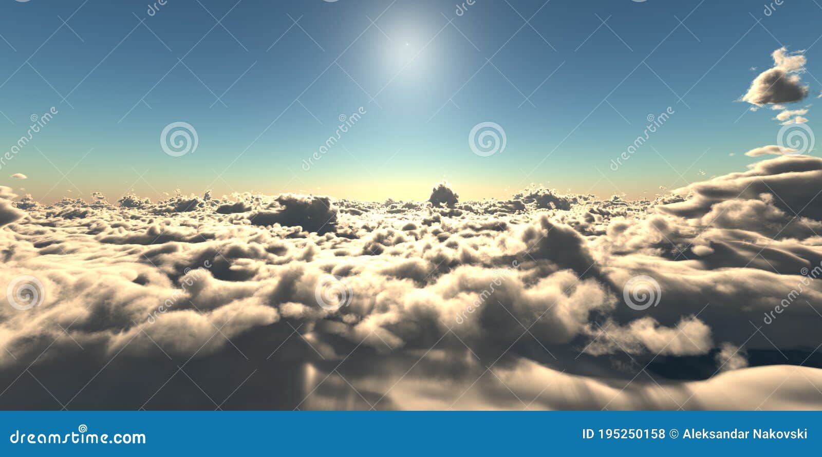 Fly Above Clouds Sunset Landscape Stock Illustration - Illustration of ...