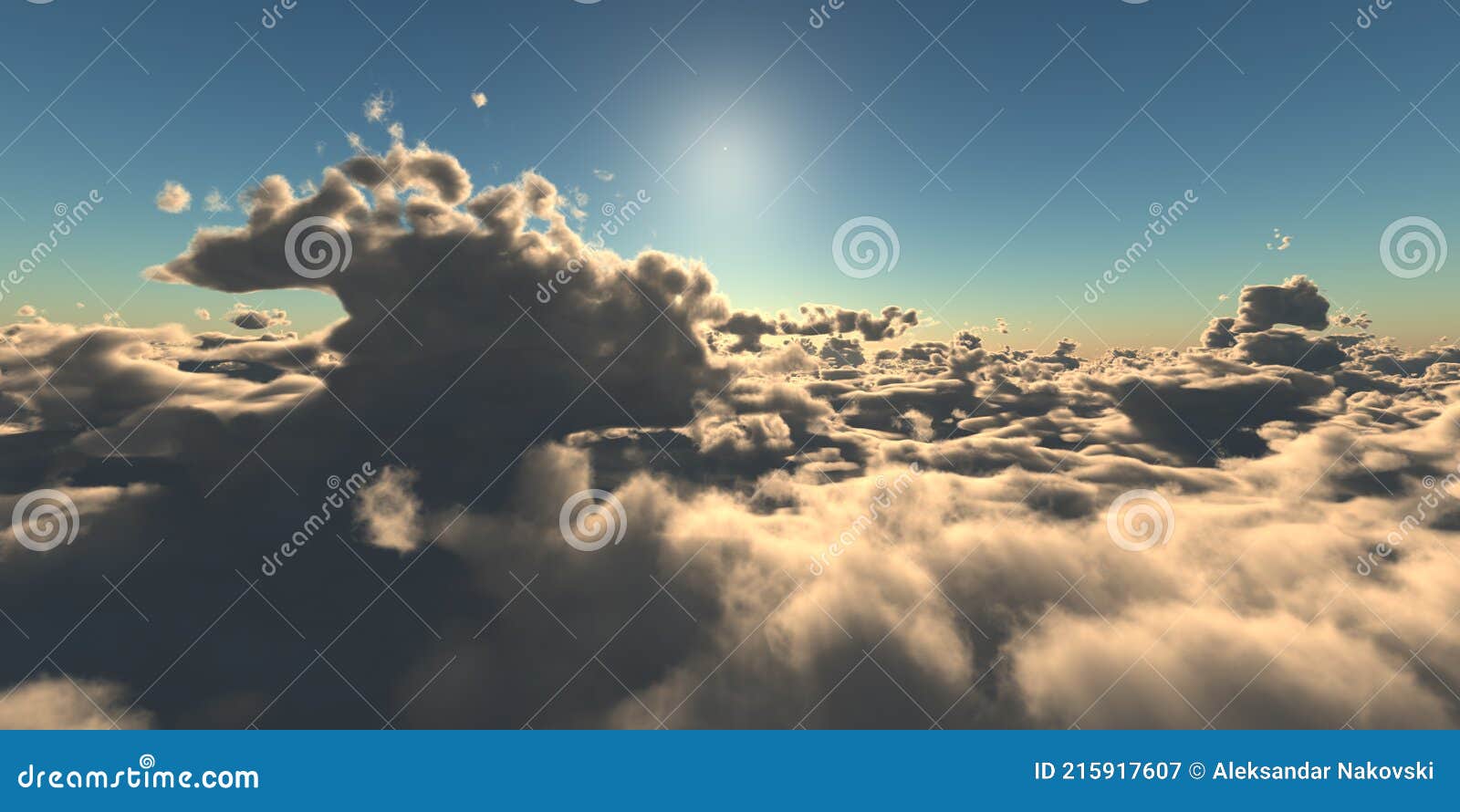 Fly Above Clouds Sunset Landscape Stock Illustration - Illustration of ...