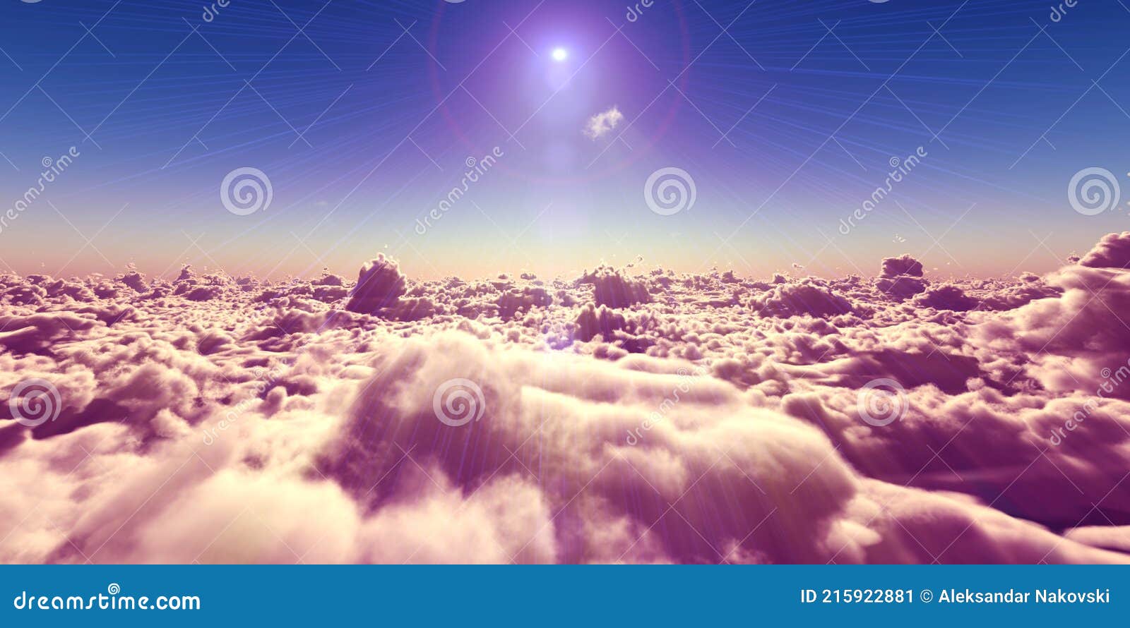 Fly Above Clouds Sunset Landscape Stock Illustration - Illustration of ...