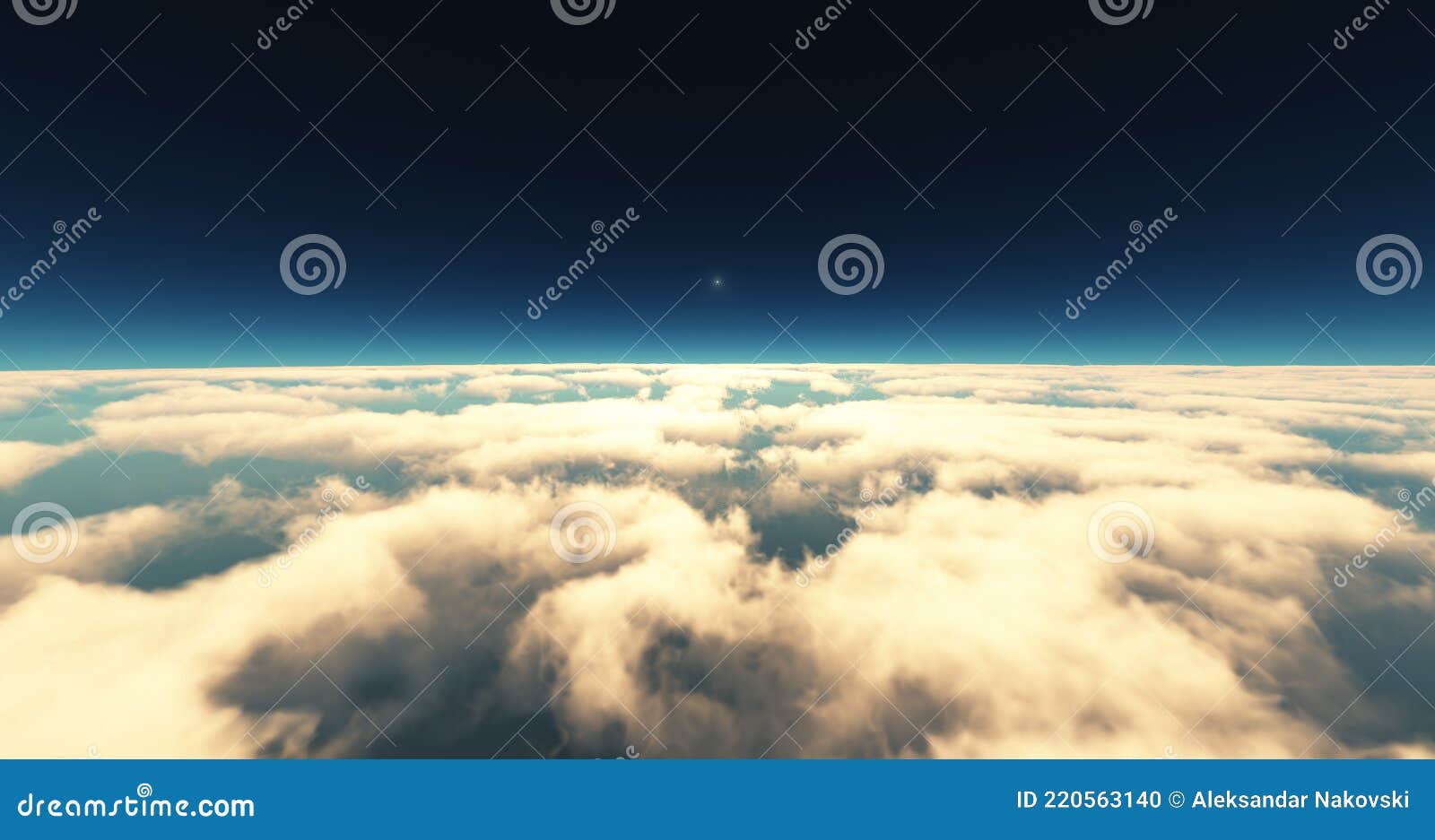 Fly Above Clouds Sunset Landscape 3d Render Stock Illustration ...
