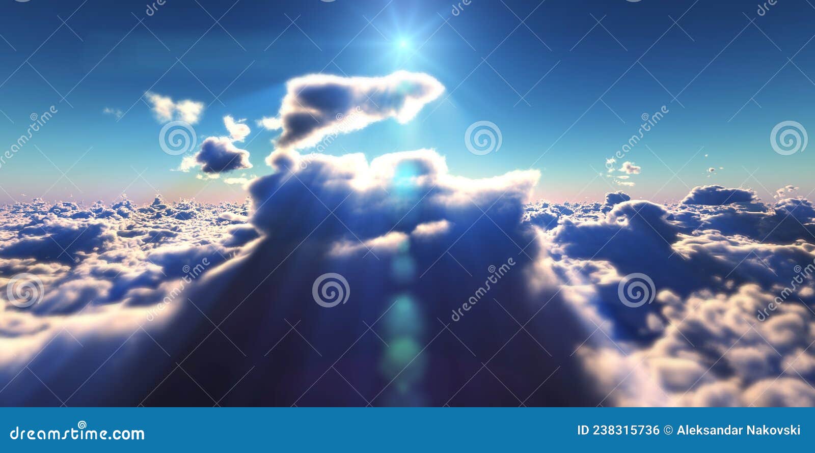 Fly Above Clouds Sunset Landscape Stock Illustration - Illustration of ...