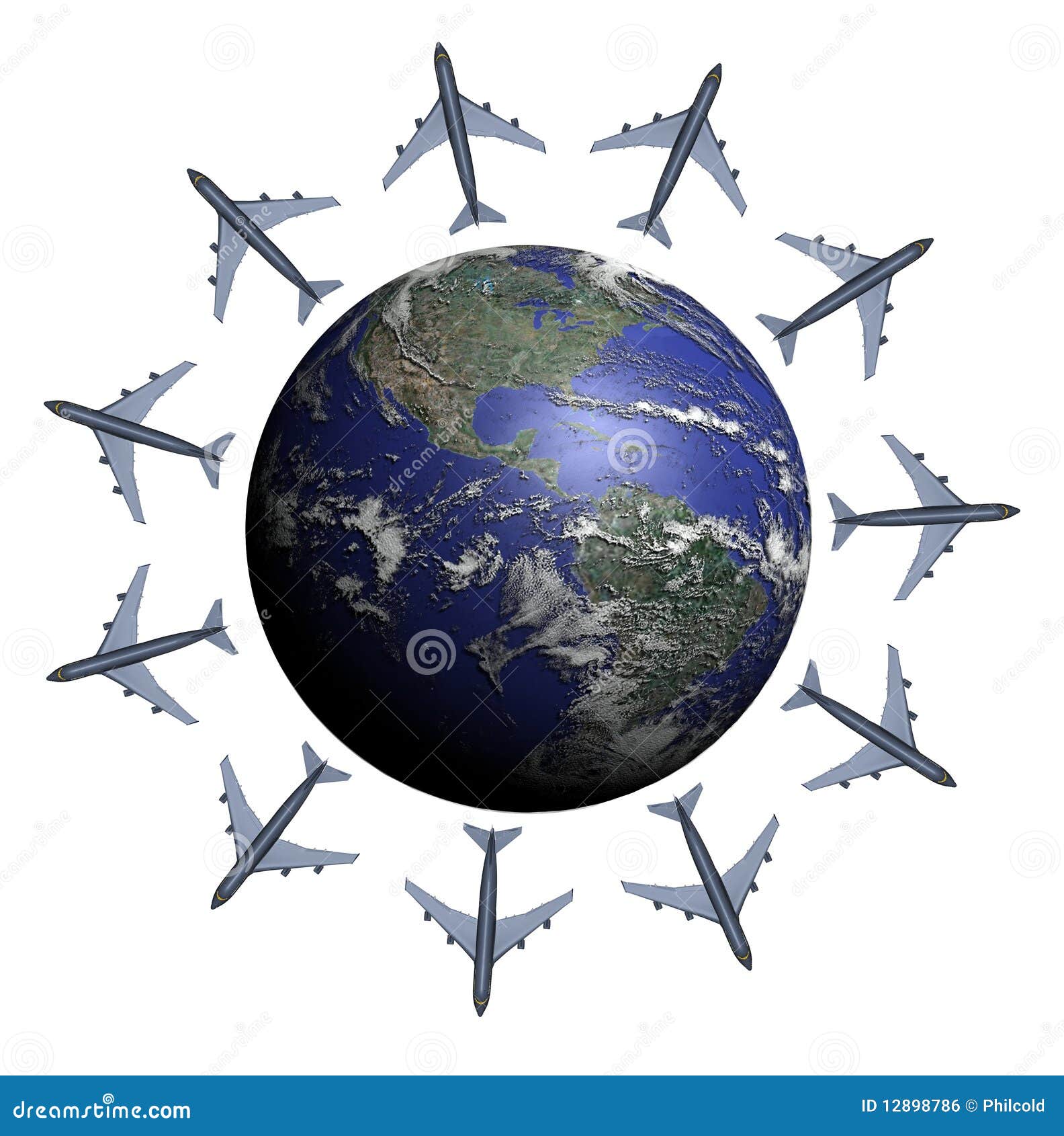 Fly arround the World stock illustration. Illustration of metal - 12898786