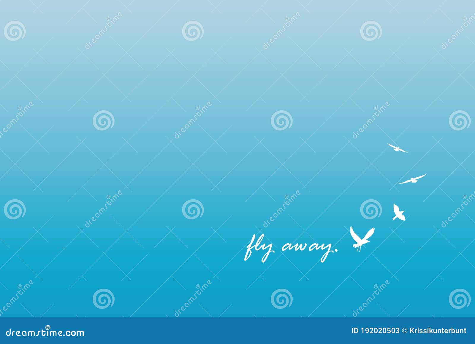 Fly Away Freedom Banner with Flying Bird in Blue Sky Stock Vector ...