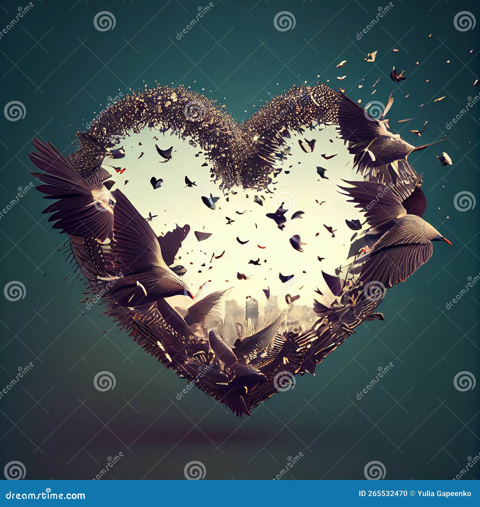 Fly Birds in Heart Shape. Generative AI Stock Illustration ...