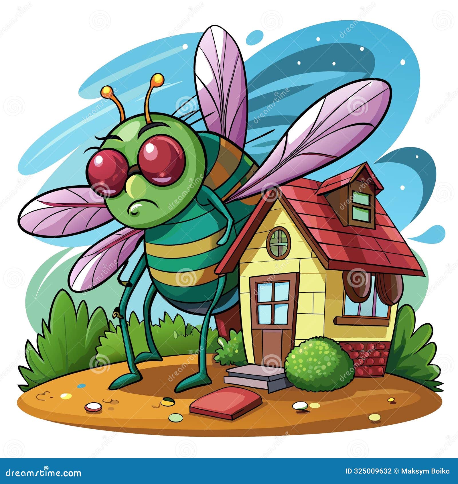 Fly Bug Caring Cries House Vector Stock Illustration - Illustration of ...