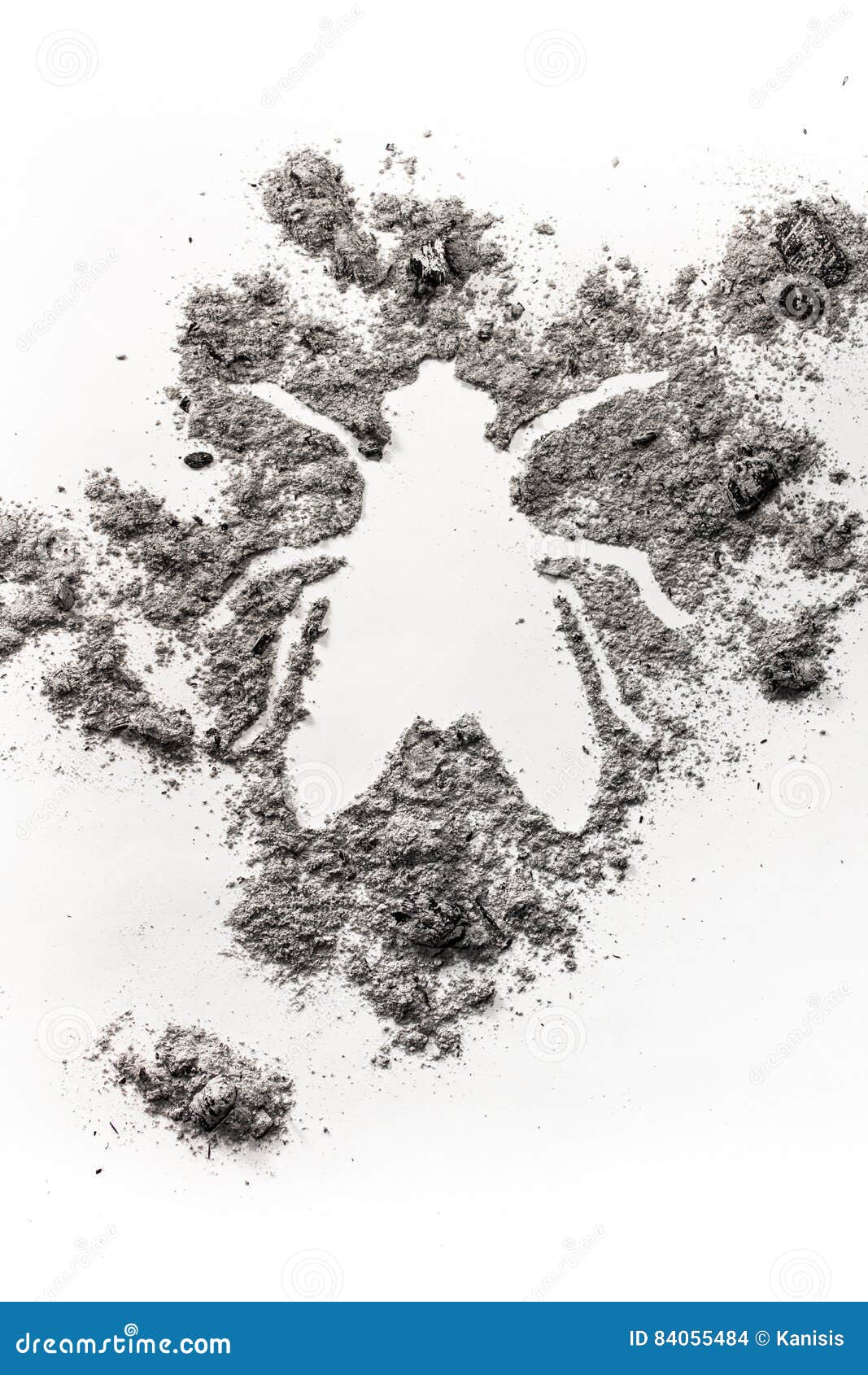 Fly Bug Silhouette Drawing Symbol Made In Ash, Dust, Dirt Stock ...