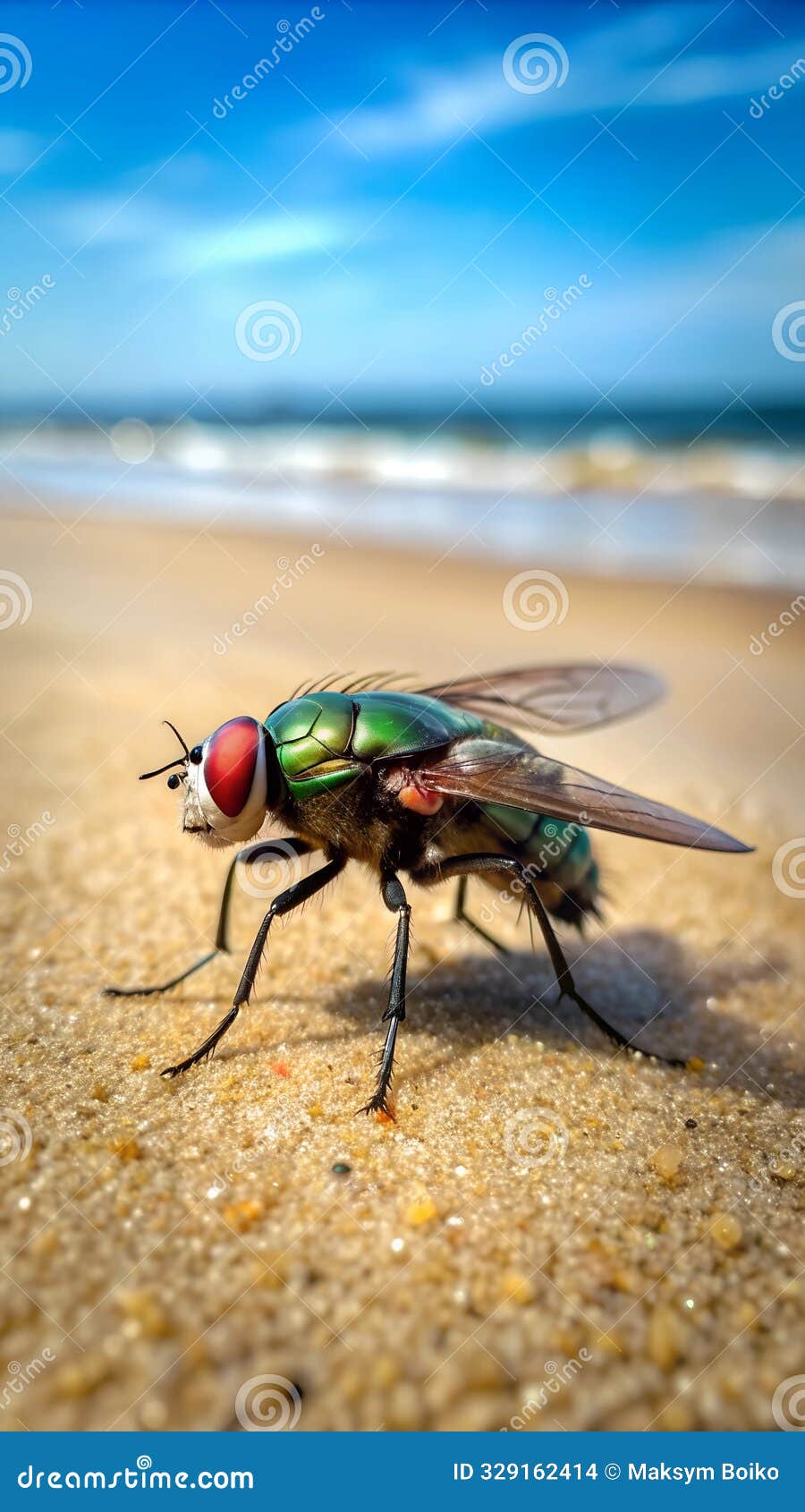 Fly bug walks beach stock illustration. Illustration of deer - 329162414