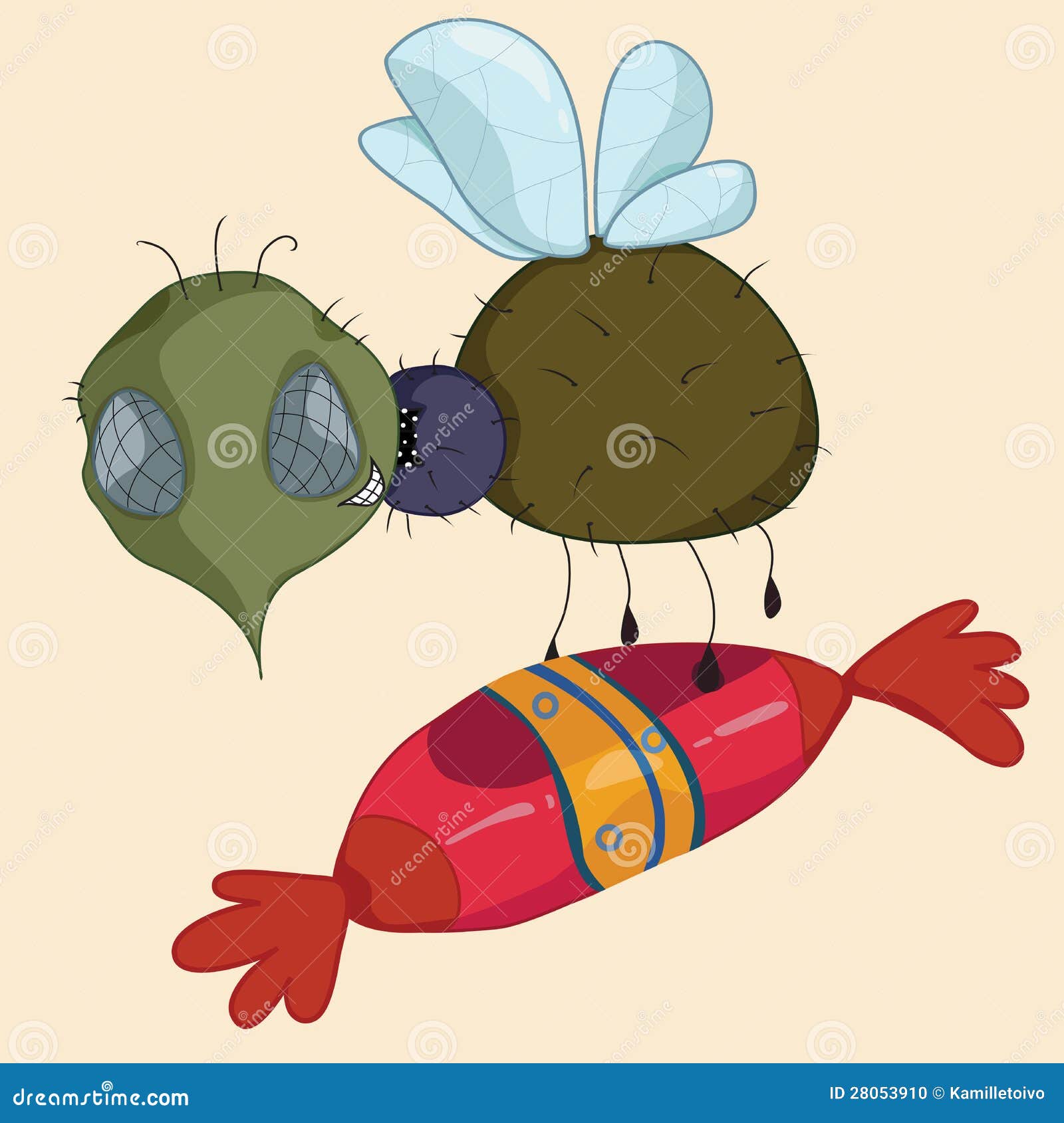 Fly with a Candy in it S Legs Stock Illustration - Illustration of pink ...