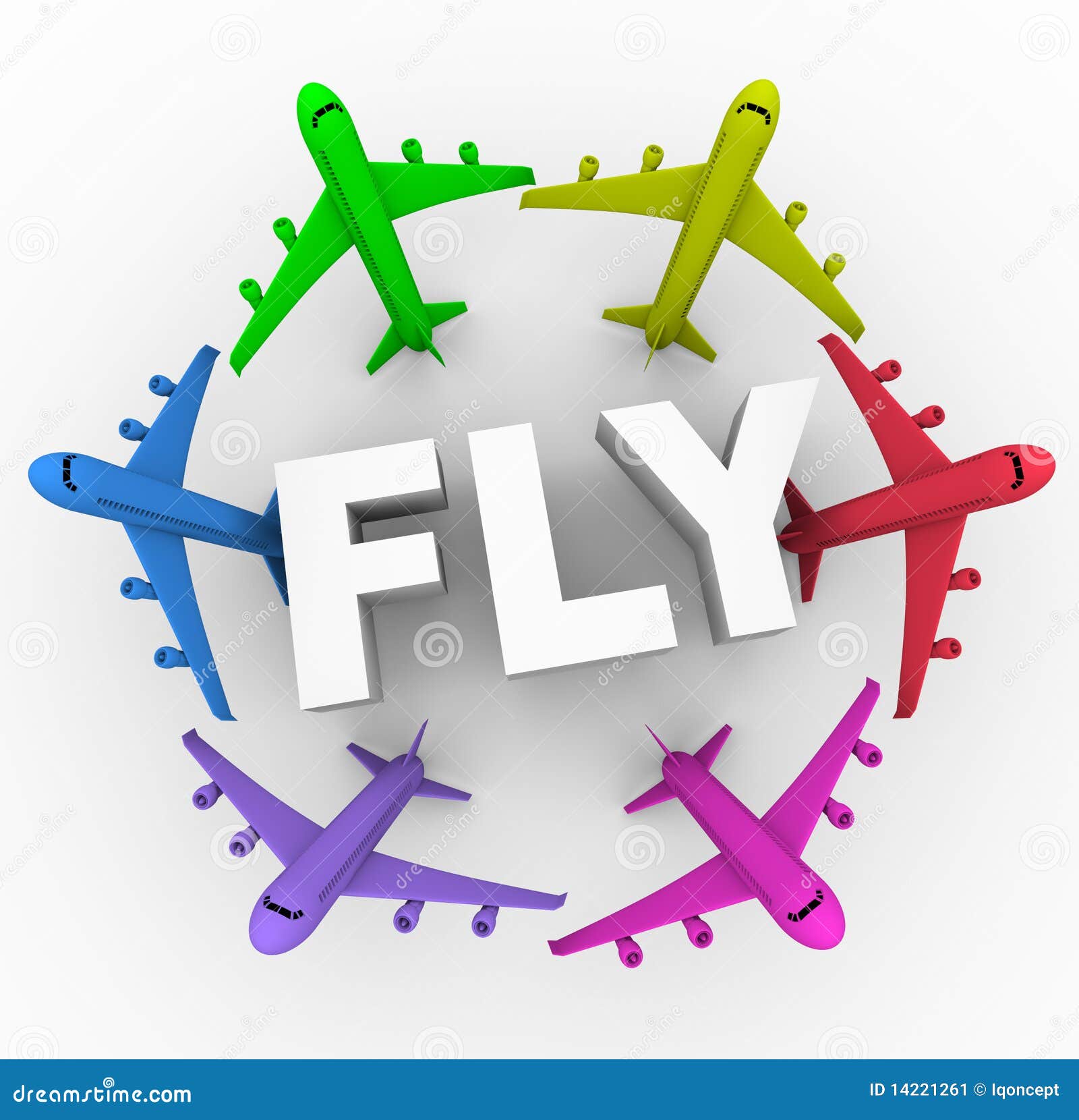 Fly - Colorful Airplanes Around Word Stock Image | CartoonDealer.com ...