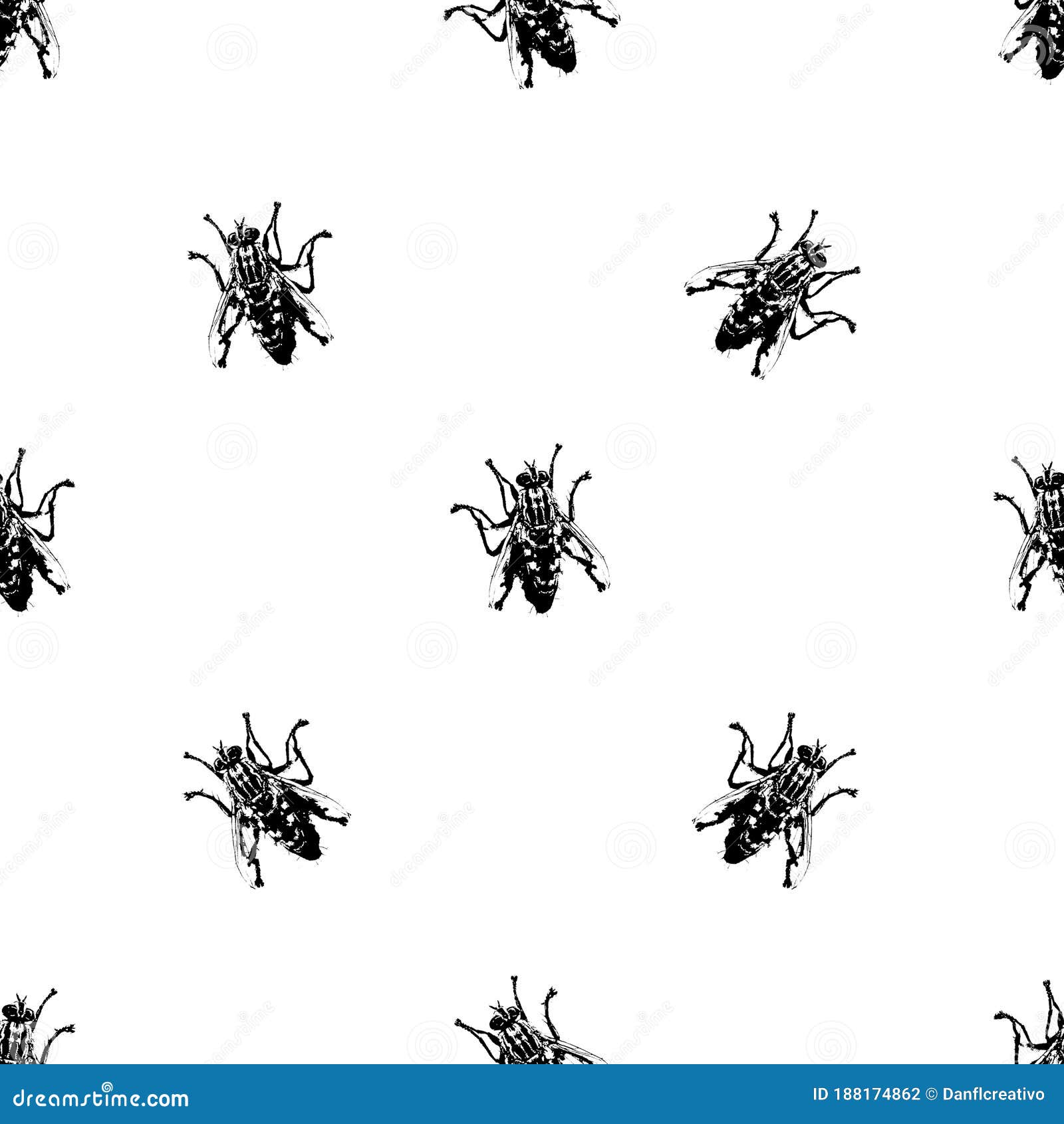 Fly Drawing Motif Seamless Pattern 2 Stock Illustration - Illustration ...