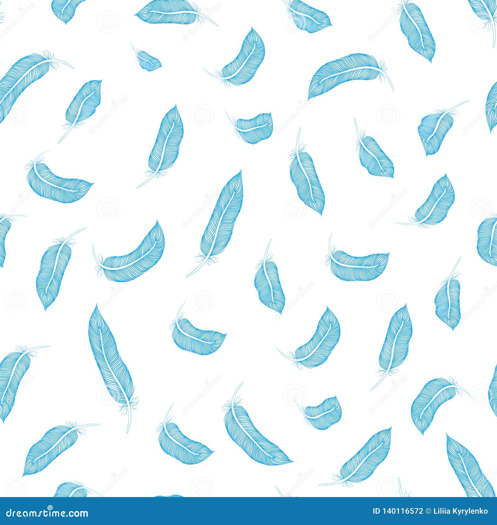 Fly Feather Seamless Pattern. Repeating Background. Vector Stock Vector ...