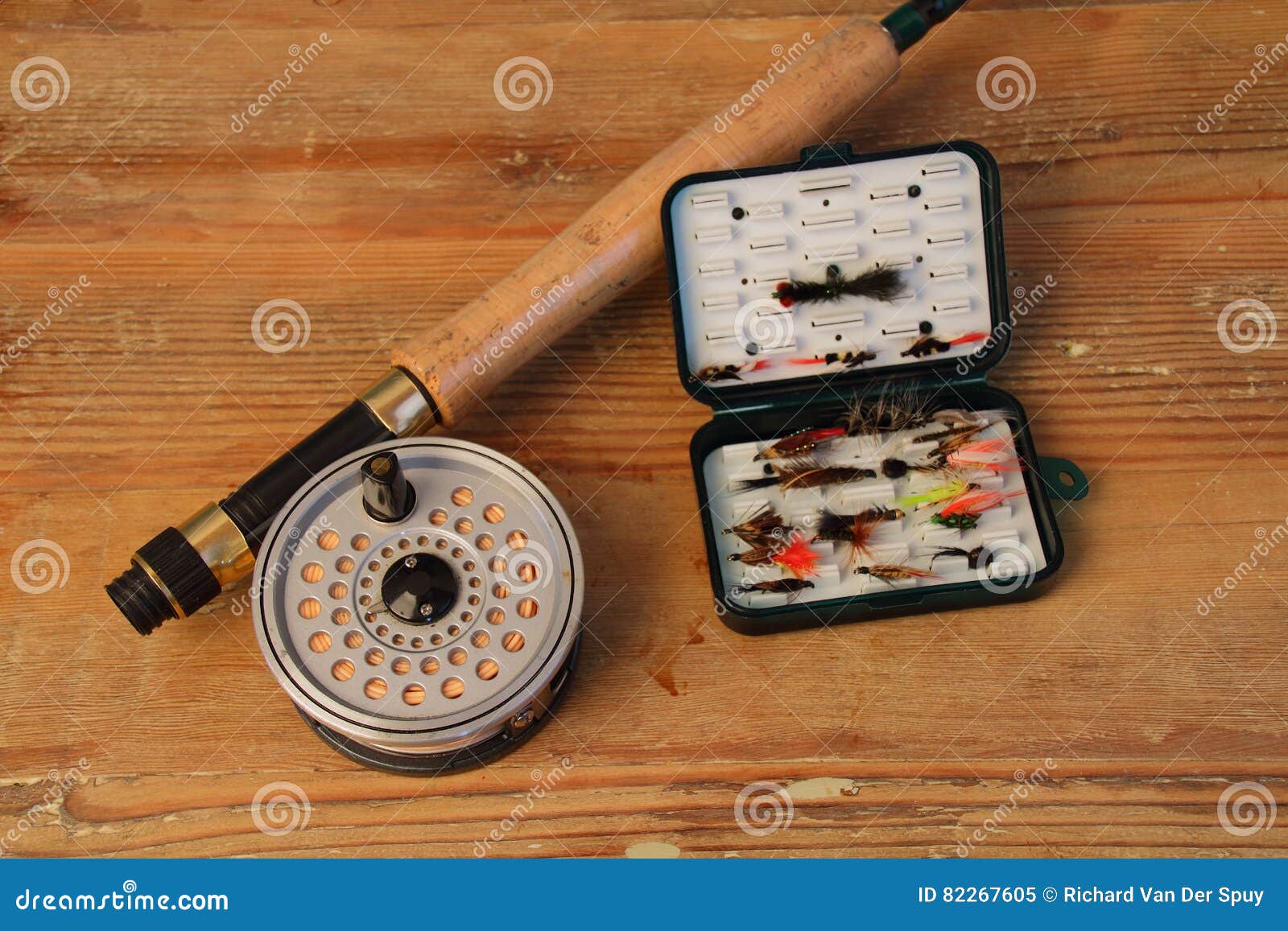 Fly-fish Rod with Reel and Flies Stock Image - Image of lifestyle ...