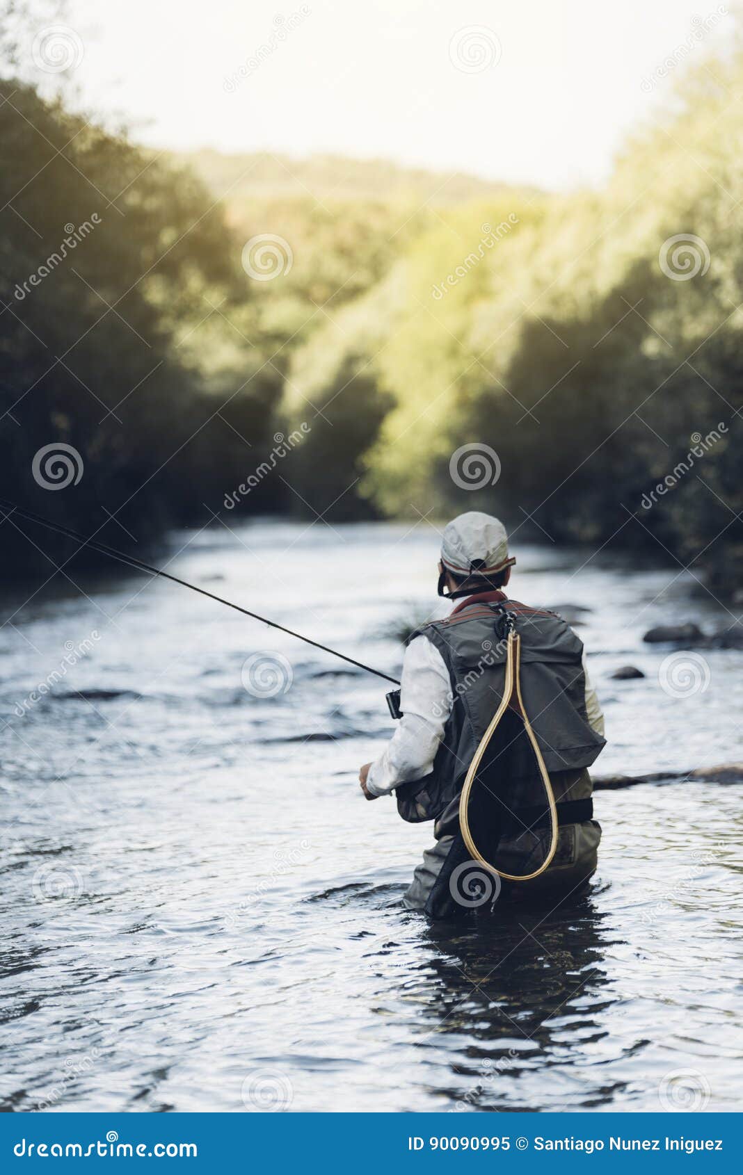 Fly Fisherman Using Flyfishing Rod. Stock Image - Image of pursuit ...