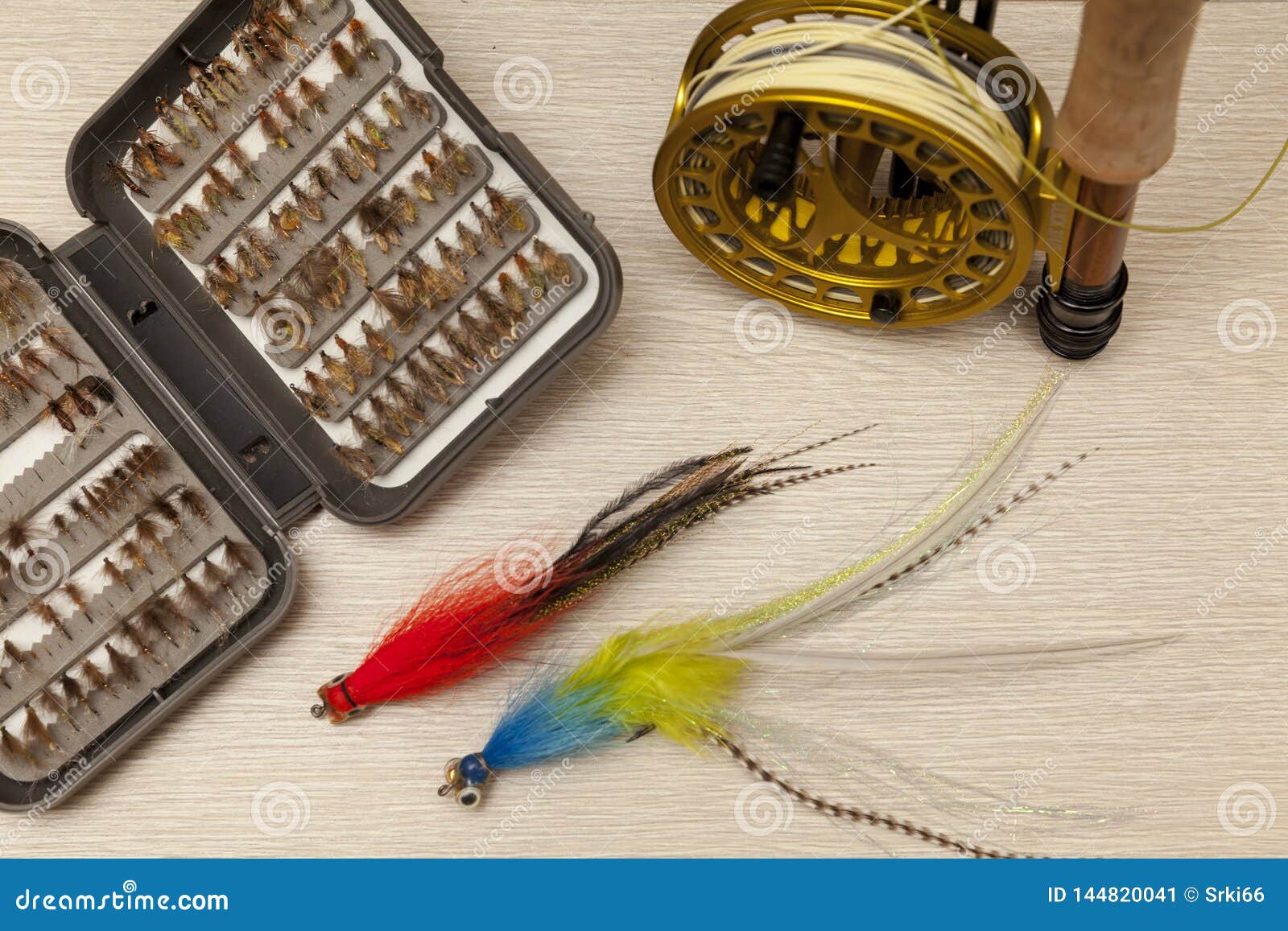 Fly fishing equipment stock image. Image of brown, catch - 144820041