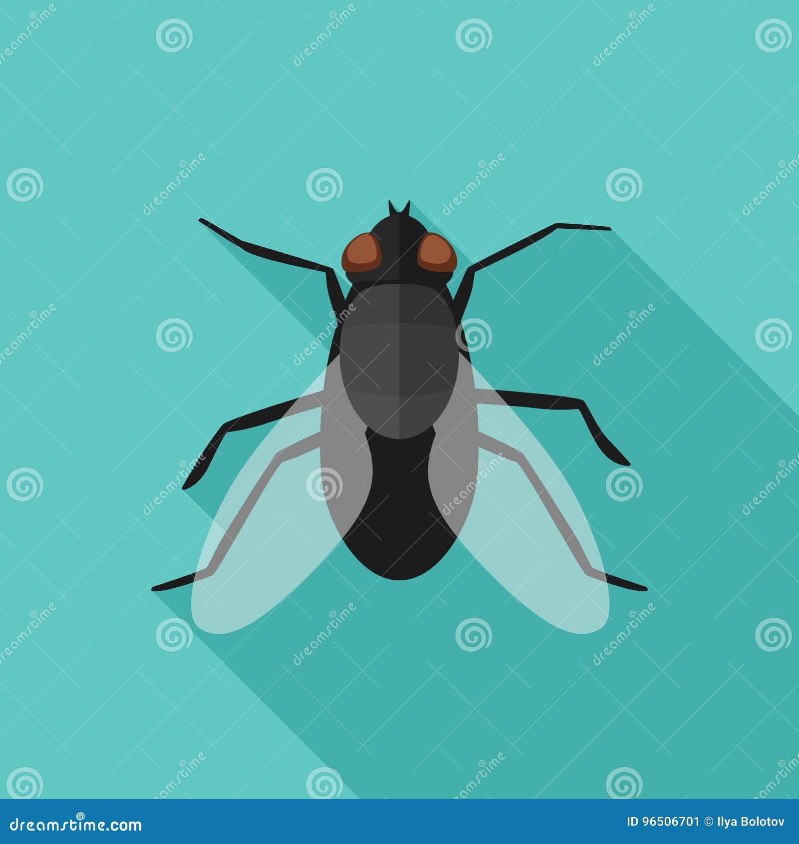 Fly Flat Icon with Long Shadow Stock Vector - Illustration of hairy ...