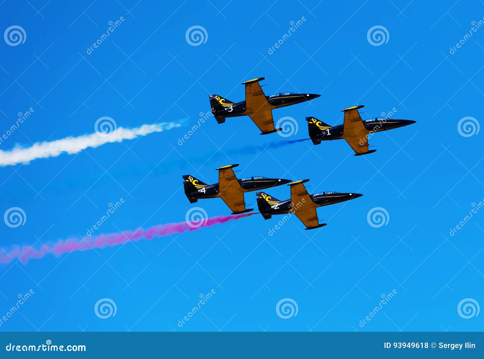 Fly Groups Planes in Sky. Air Show Stock Photo - Image of closeup ...