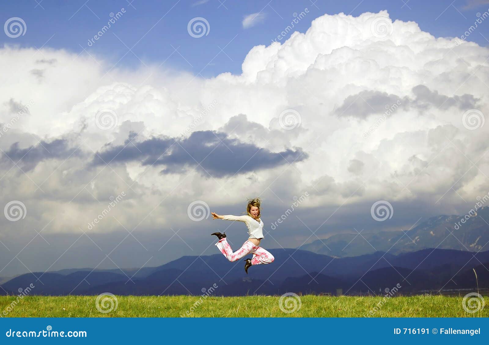 Fly happy woman stock image. Image of blue, cute, cool - 716191