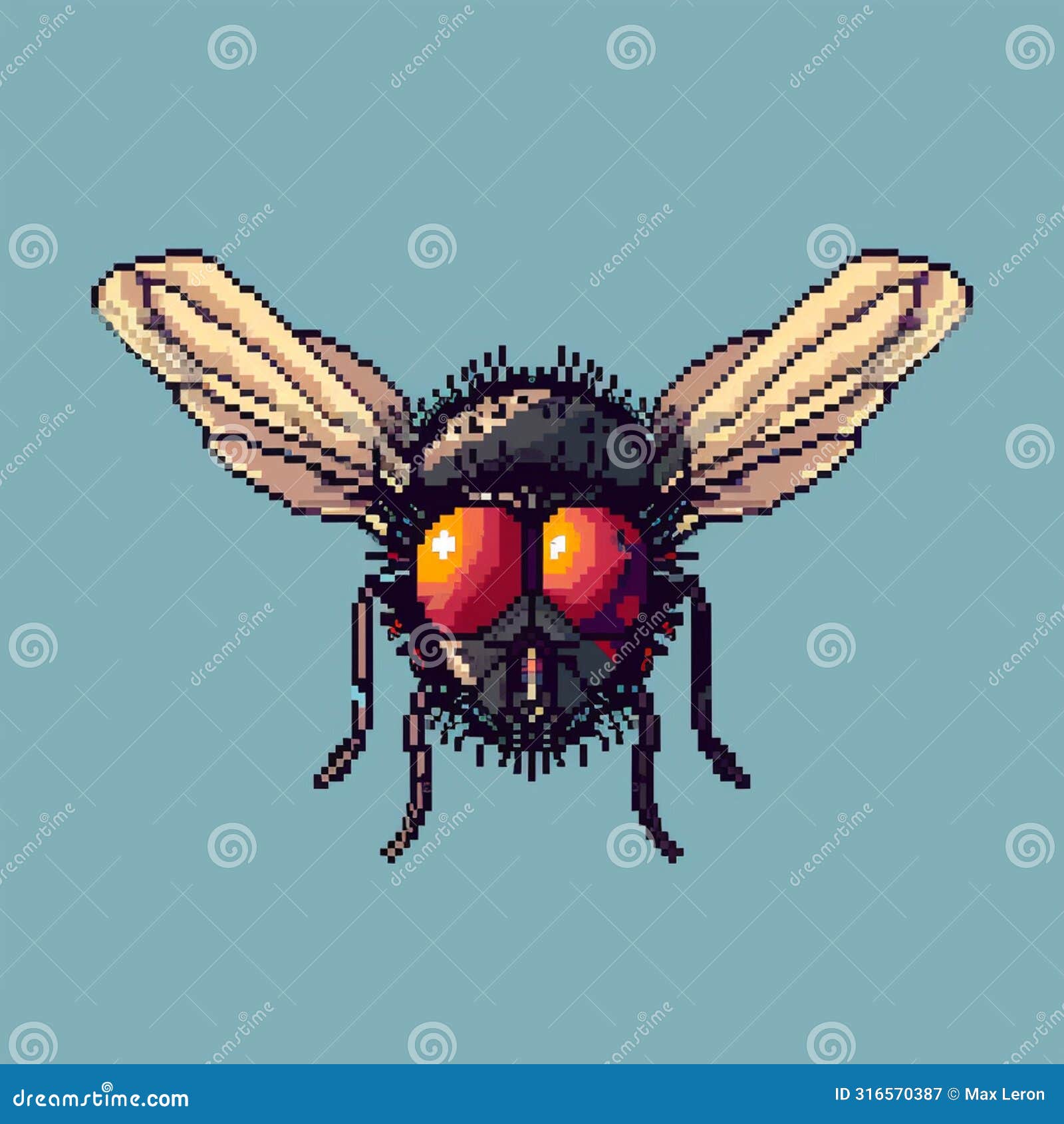 Fly Head Cartoon Icon Pixel Art Logo Stock Illustration - Illustration ...