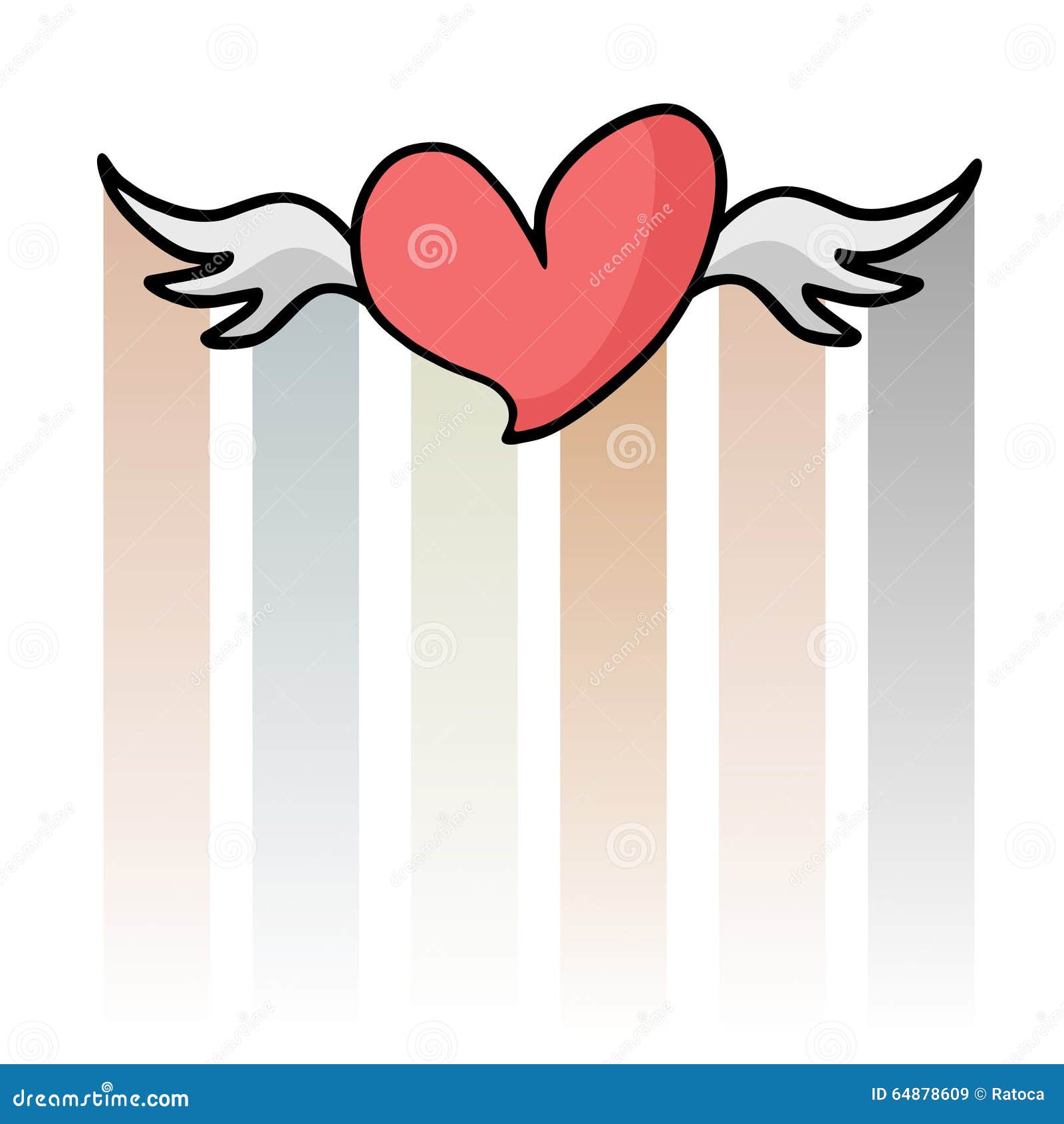 Fly heart stock vector. Illustration of hearts, happy - 64878609