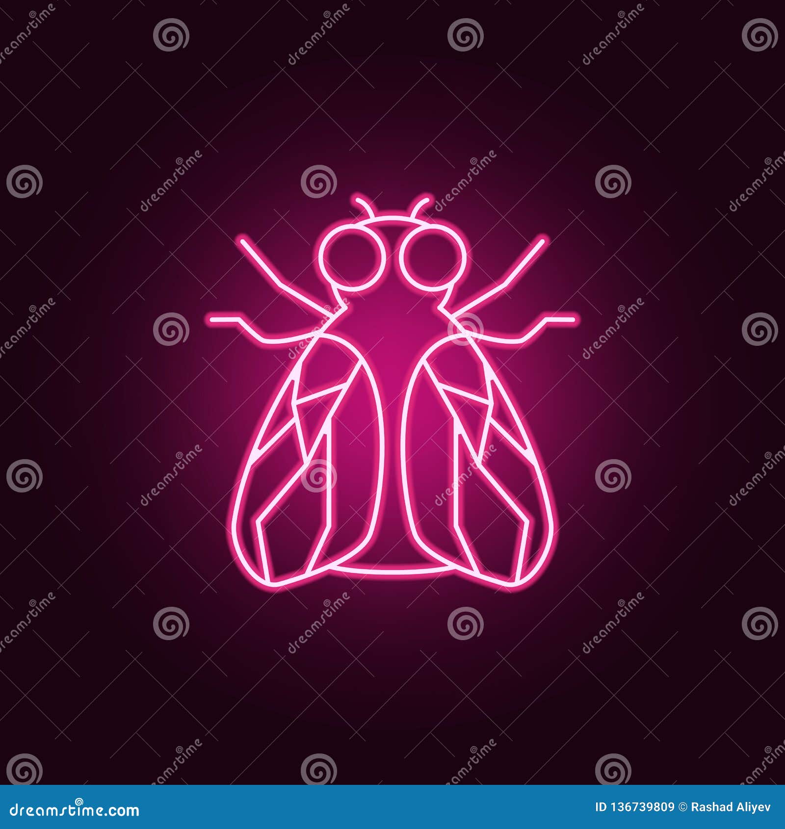 Fly Icon. Elements of Pest Control and Insect in Neon Style Icons Stock ...