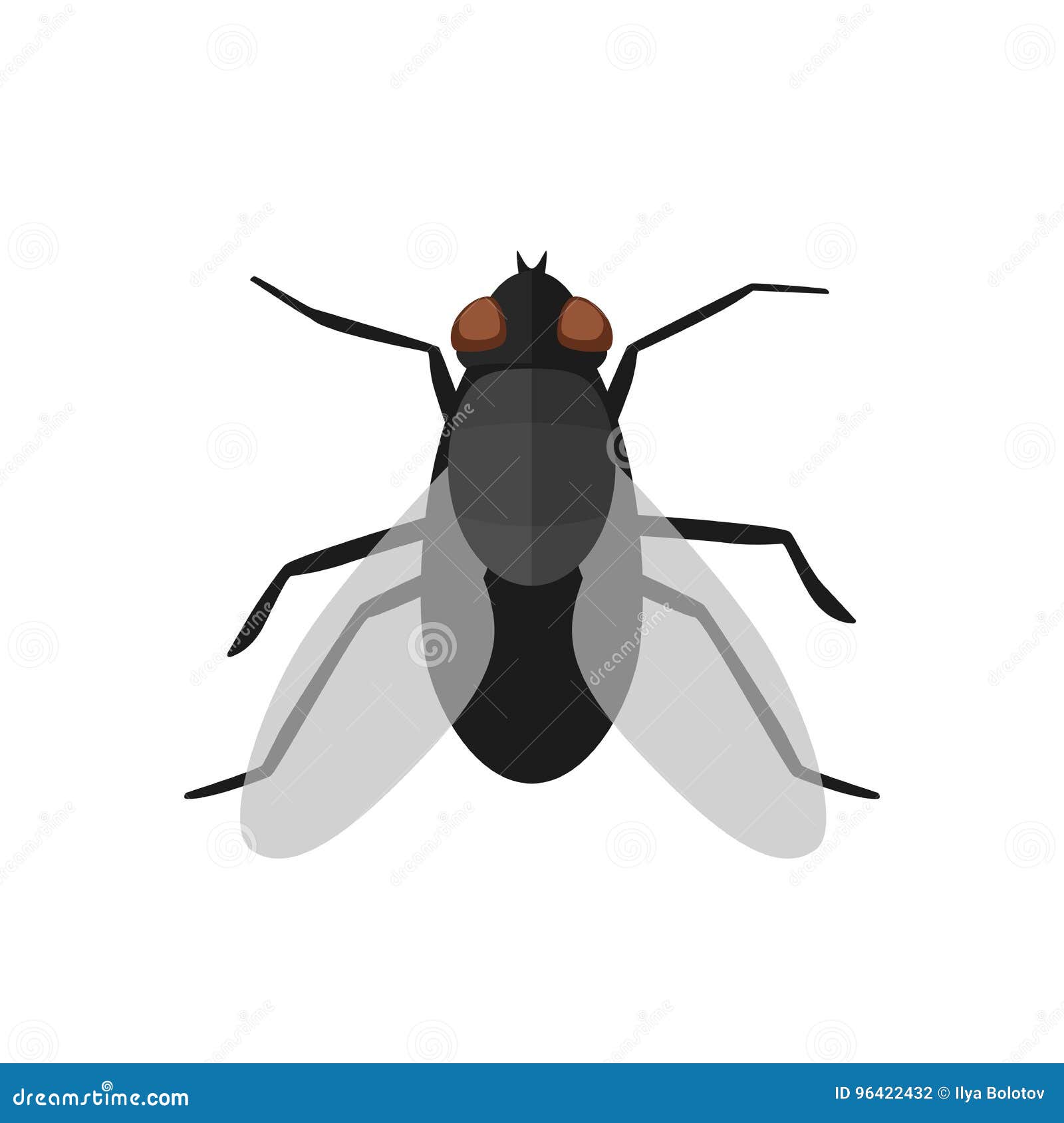 Fly icon in flat style stock vector. Illustration of blackfly - 96422432