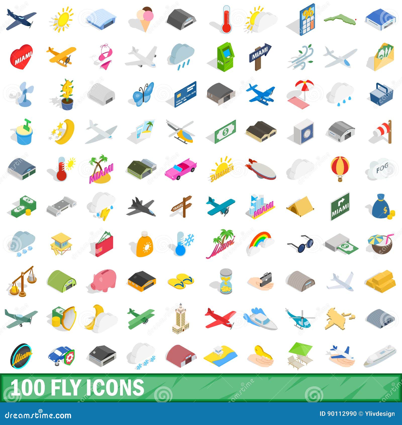 100 Fly Icons Set, Isometric 3d Style Stock Vector - Illustration of ...
