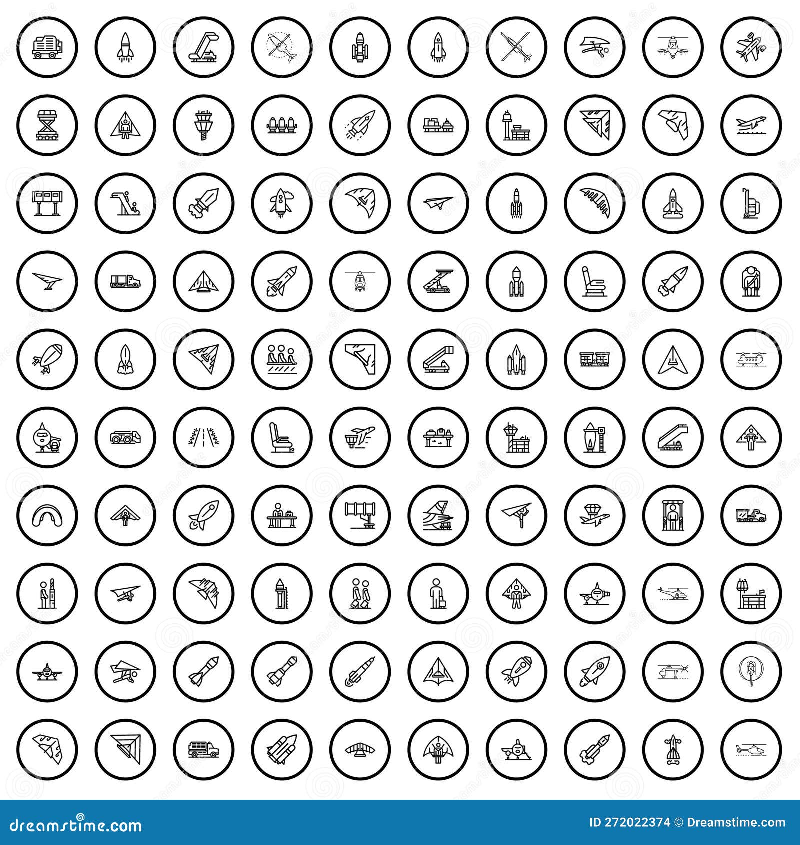 100 Fly Icons Set, Outline Style Stock Vector - Illustration of support ...